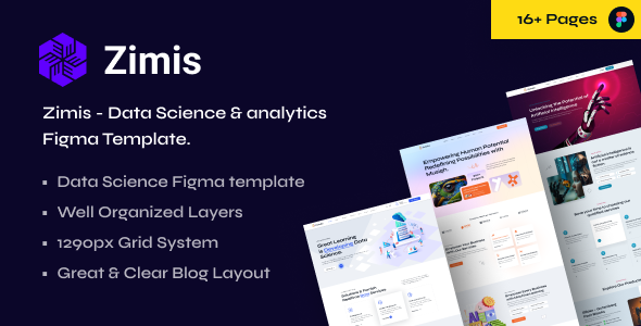 Zimis – Data Science & Analytics Figma Template by RRdevs | ThemeForest