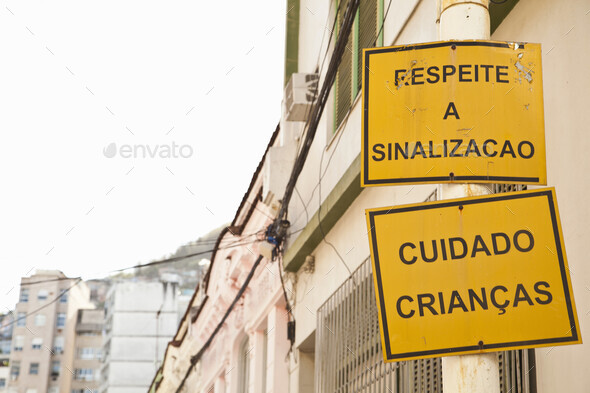Road signs in the street, Rio de Janeiro, Brazil Stock Photo by Image ...