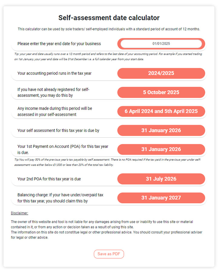Self assessment date calculator - Web Calculator for your Website by ...