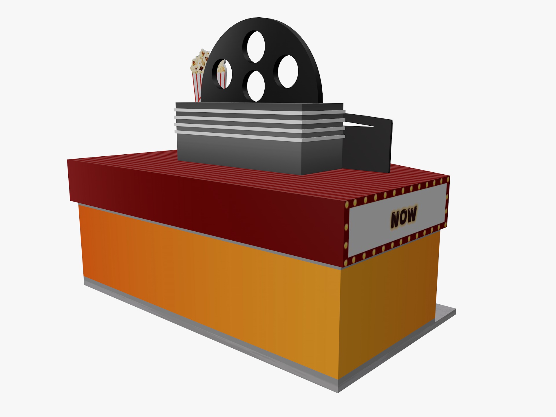 Cartoon Cinema Building Low-poly 3D model by 3DnModels | 3DOcean