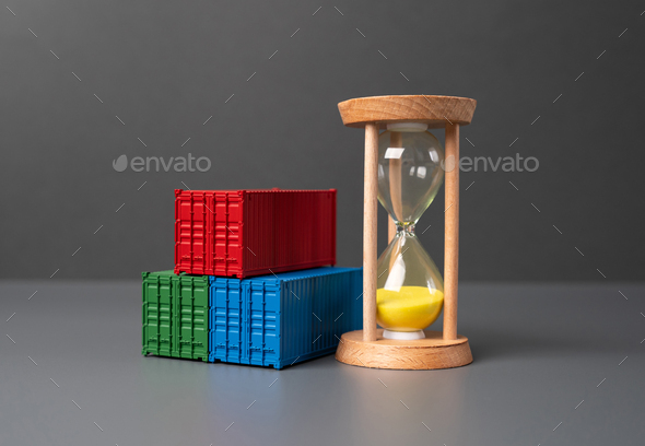 Shipping containers and hourglass. Stock Photo by iLixe48 | PhotoDune