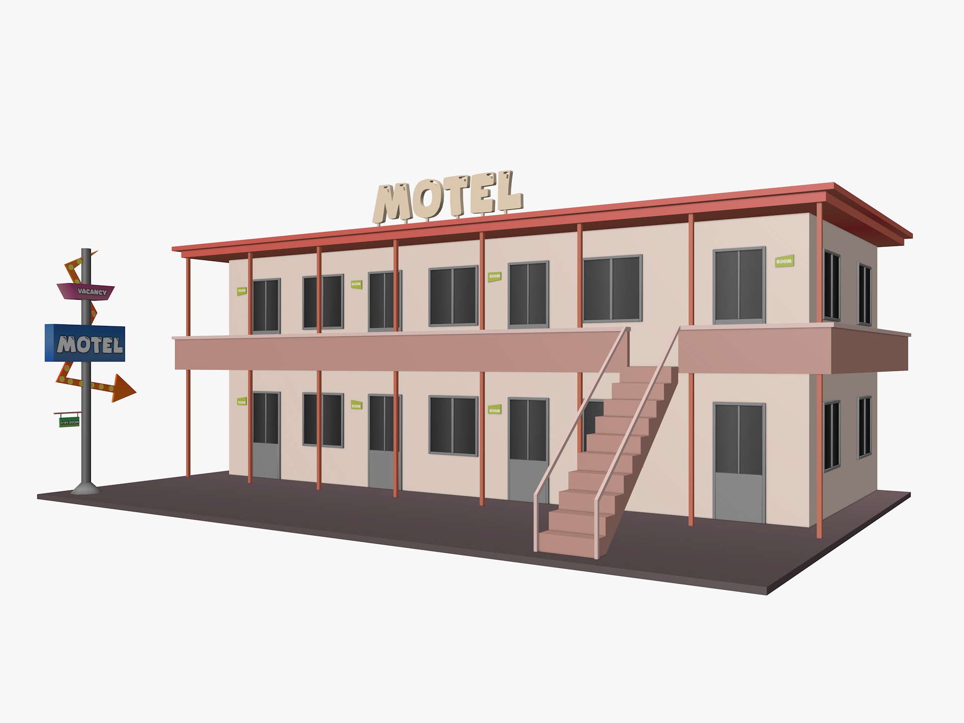 Cartoon Motel Low-poly 3D model by 3DnModels | 3DOcean