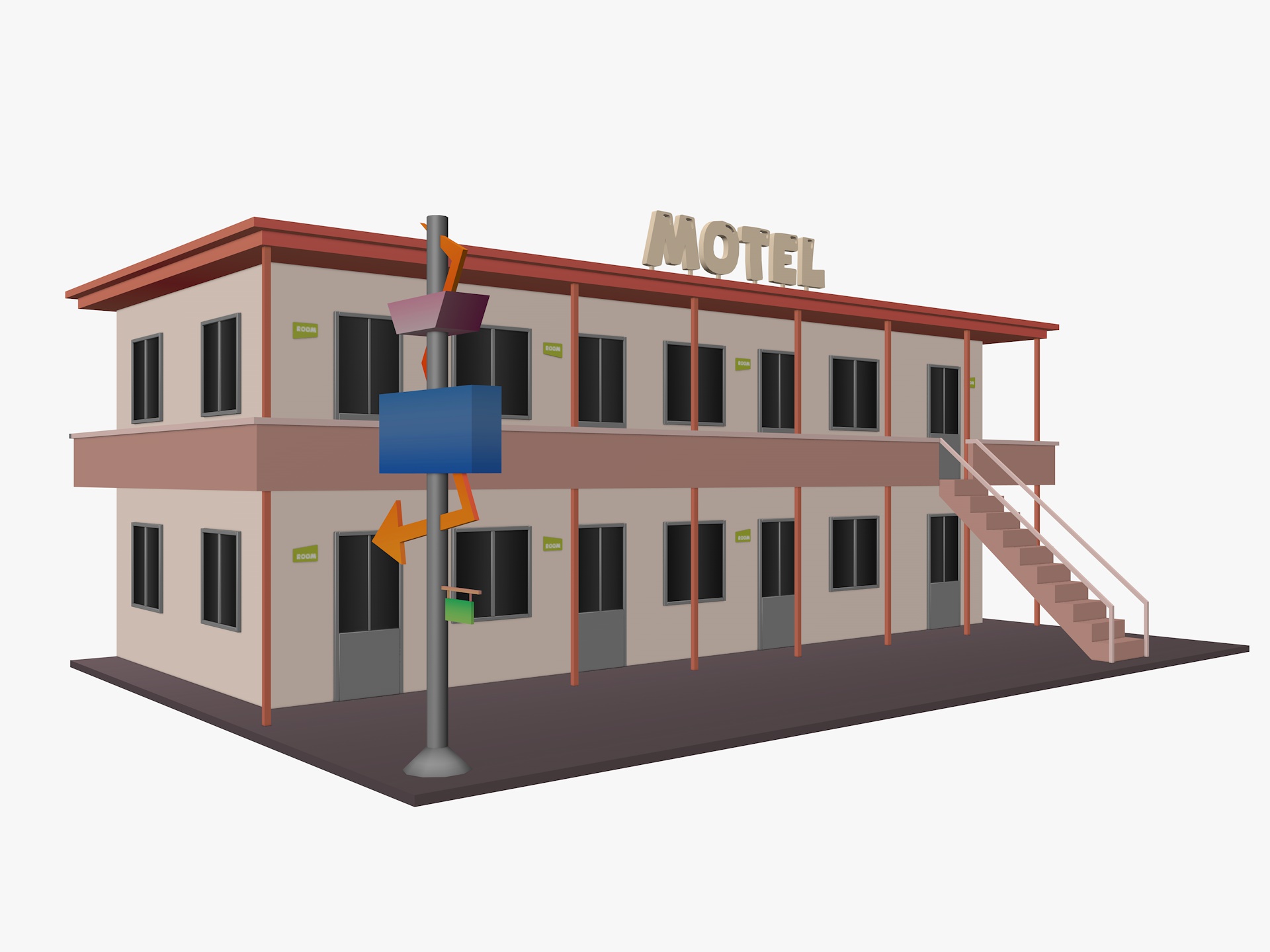 Cartoon Motel Low-poly 3D model by 3DnModels | 3DOcean