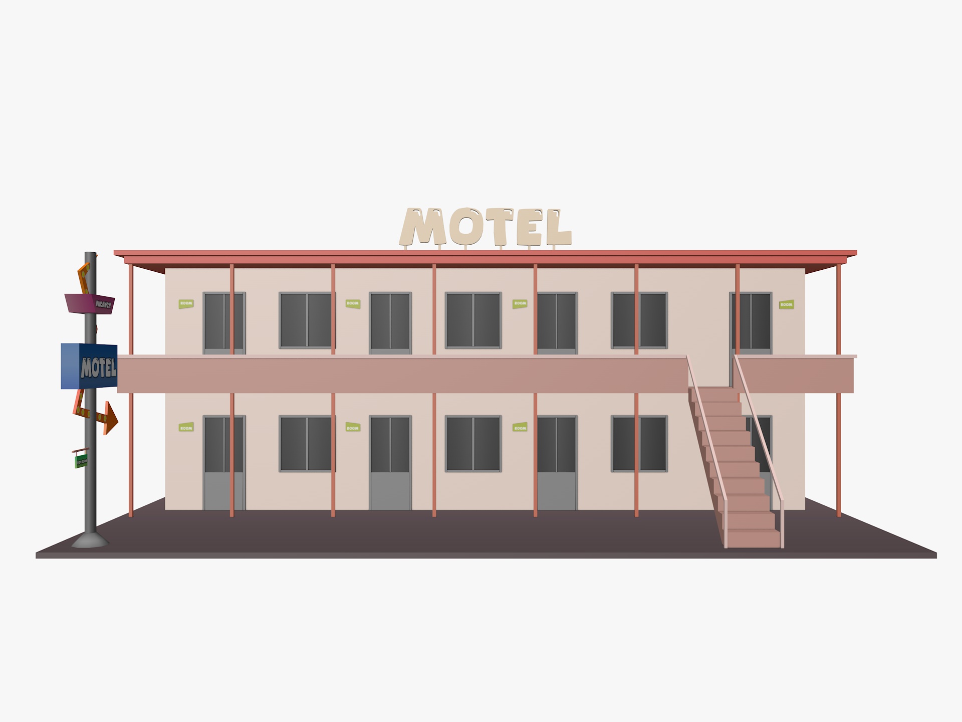 Cartoon Motel Low-poly 3D model by 3DnModels | 3DOcean