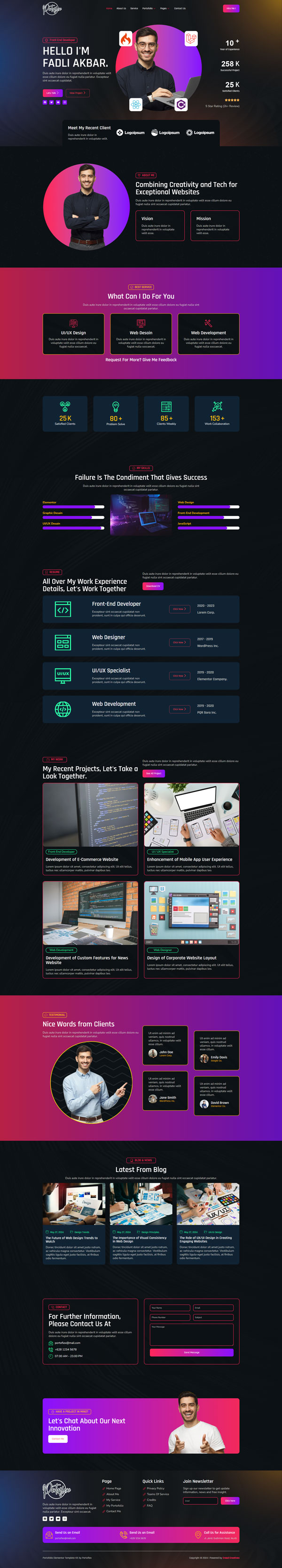 Portoflex - Personal Portfolio & Resume Elementor Template Kit by ...