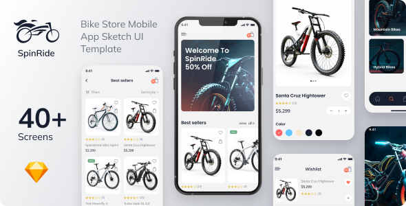 SpinRide - Bike Store Mobile App Sketch UI Template by George_Fx ...