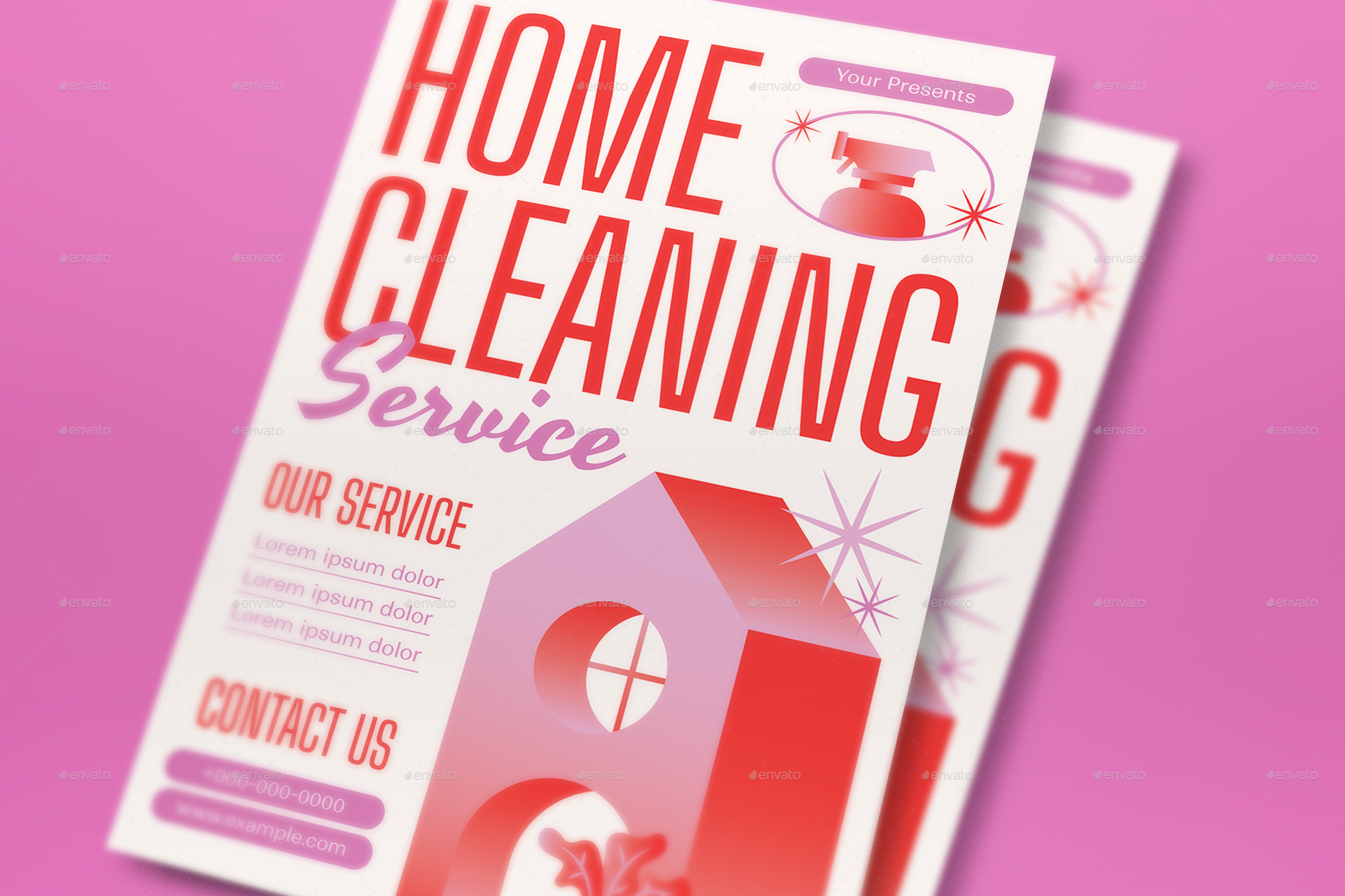 Red Modern Home Cleaning Service Flyer Set, Print Templates | GraphicRiver