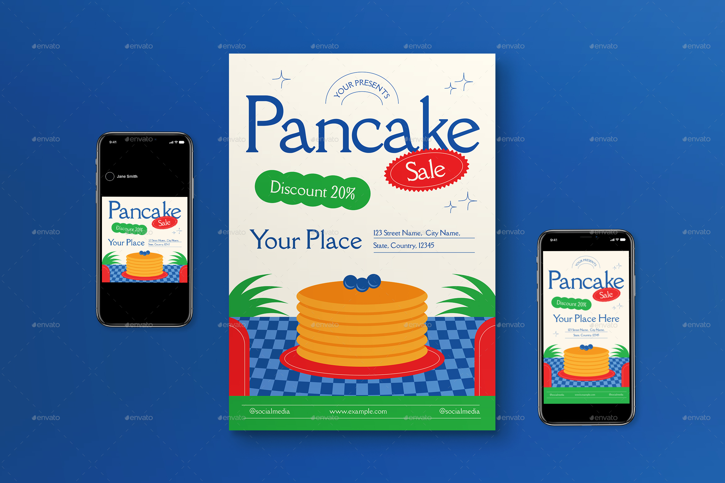 Cream Modern Pancake Sale Flyer Set, Print Templates | GraphicRiver