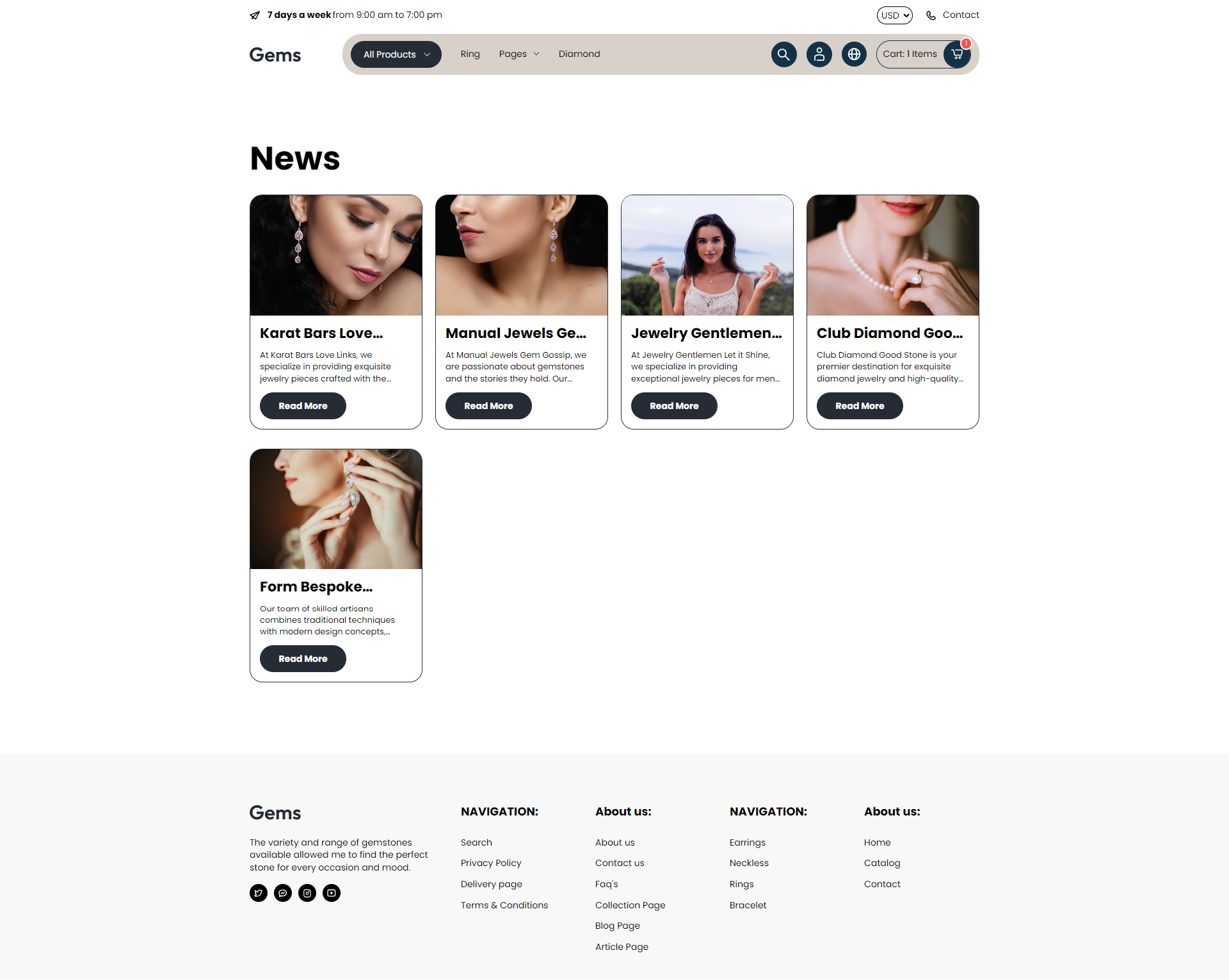 Gems - Jewelry Diamond Responsive Shopify 2.0 Theme by WorkDo | ThemeForest