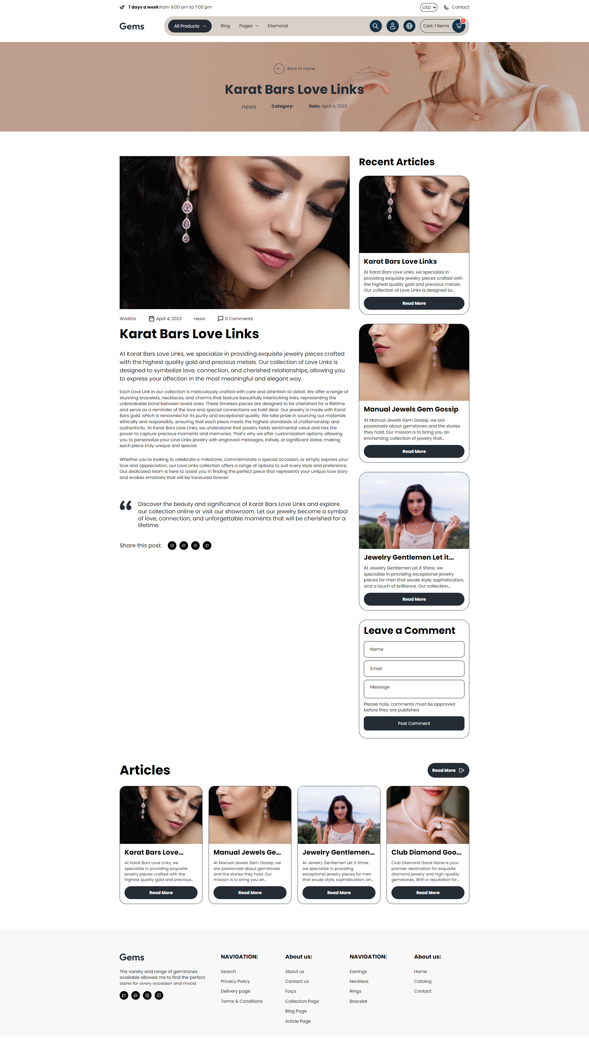 Gems - Jewelry Diamond Responsive Shopify 2.0 Theme by WorkDo | ThemeForest