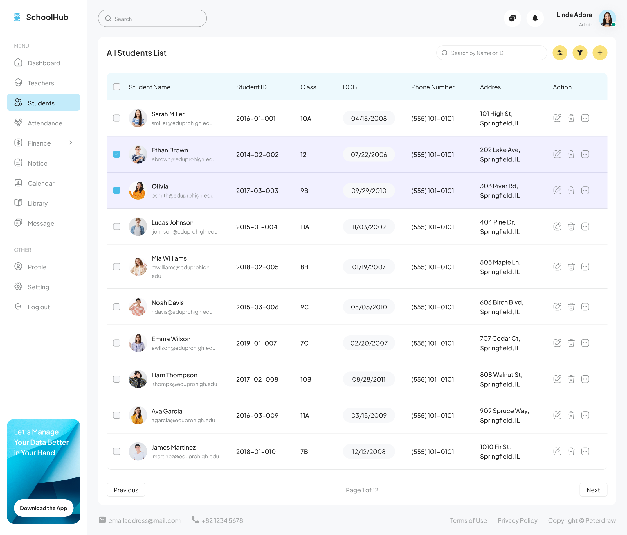 SchoolHub - School Management Dashboard Figma Template by peterdraw