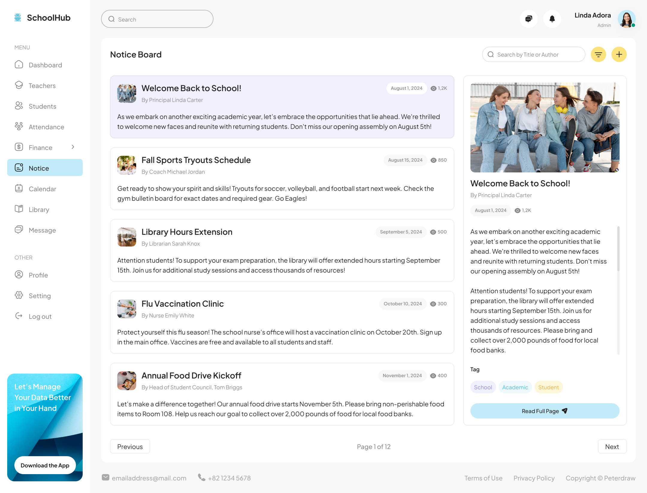 SchoolHub - School Management Dashboard Figma Template by peterdraw