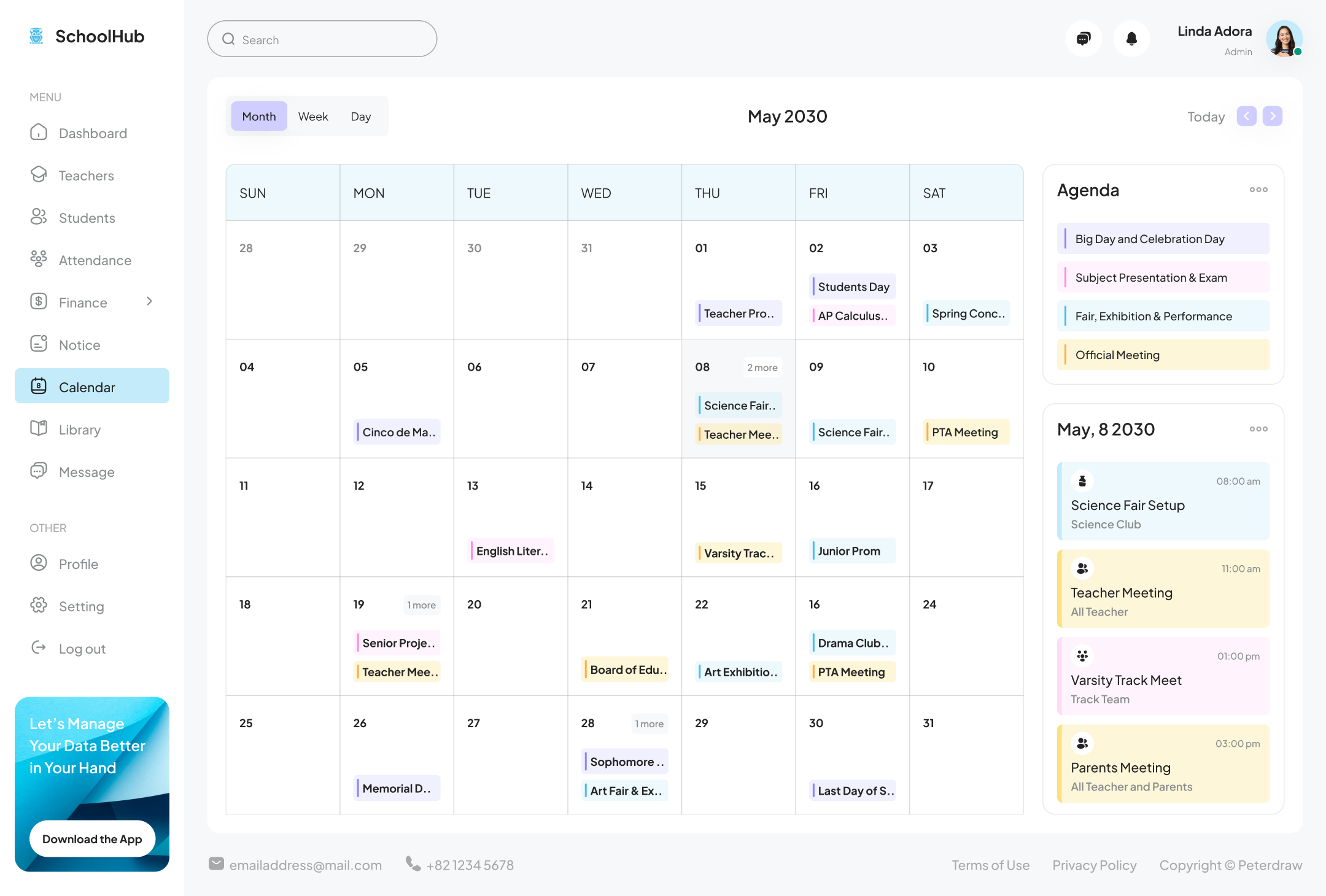 SchoolHub - School Management Dashboard Figma Template by peterdraw