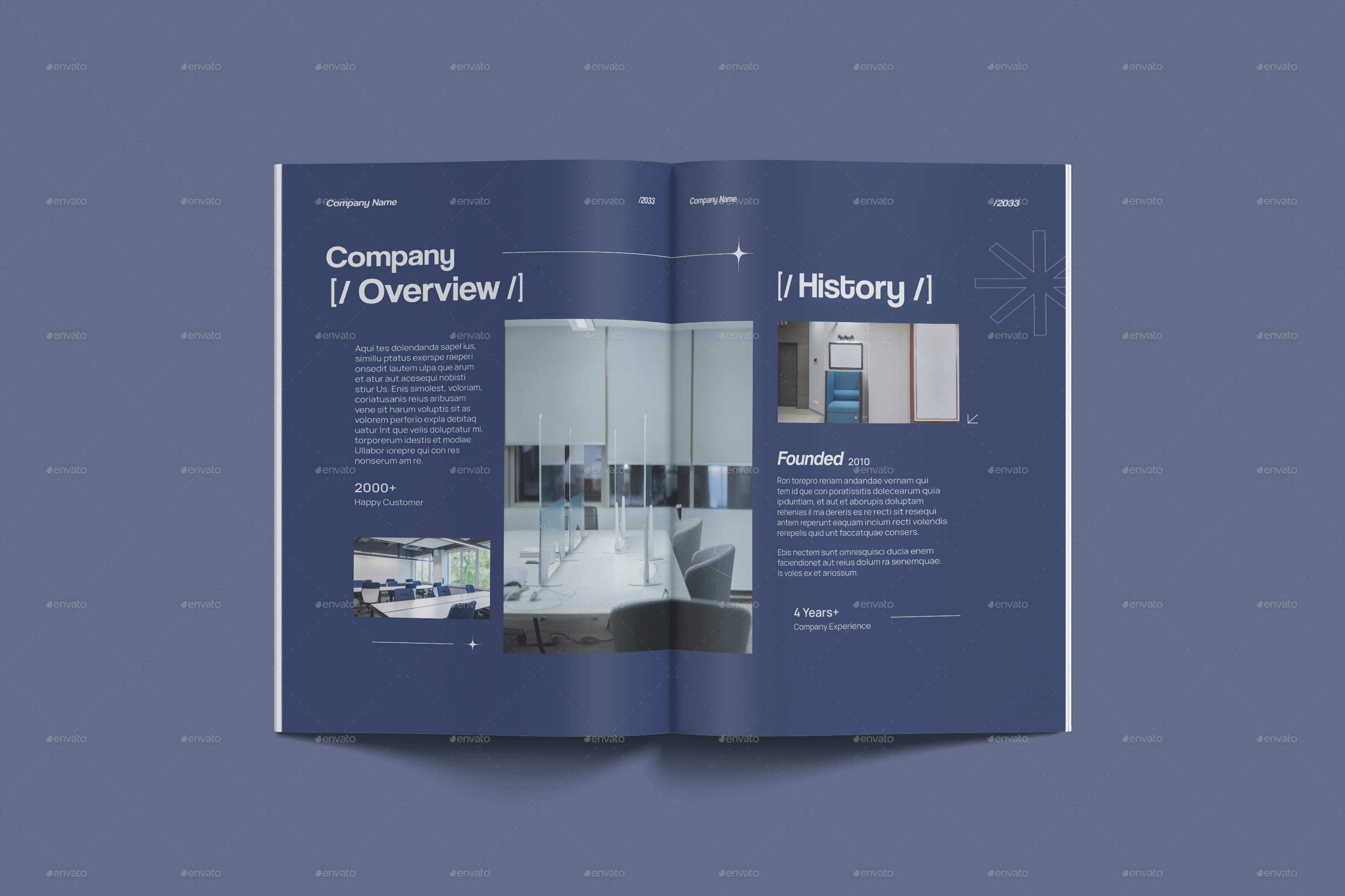 Blue White Minimalist Company Profile, Print Templates | GraphicRiver