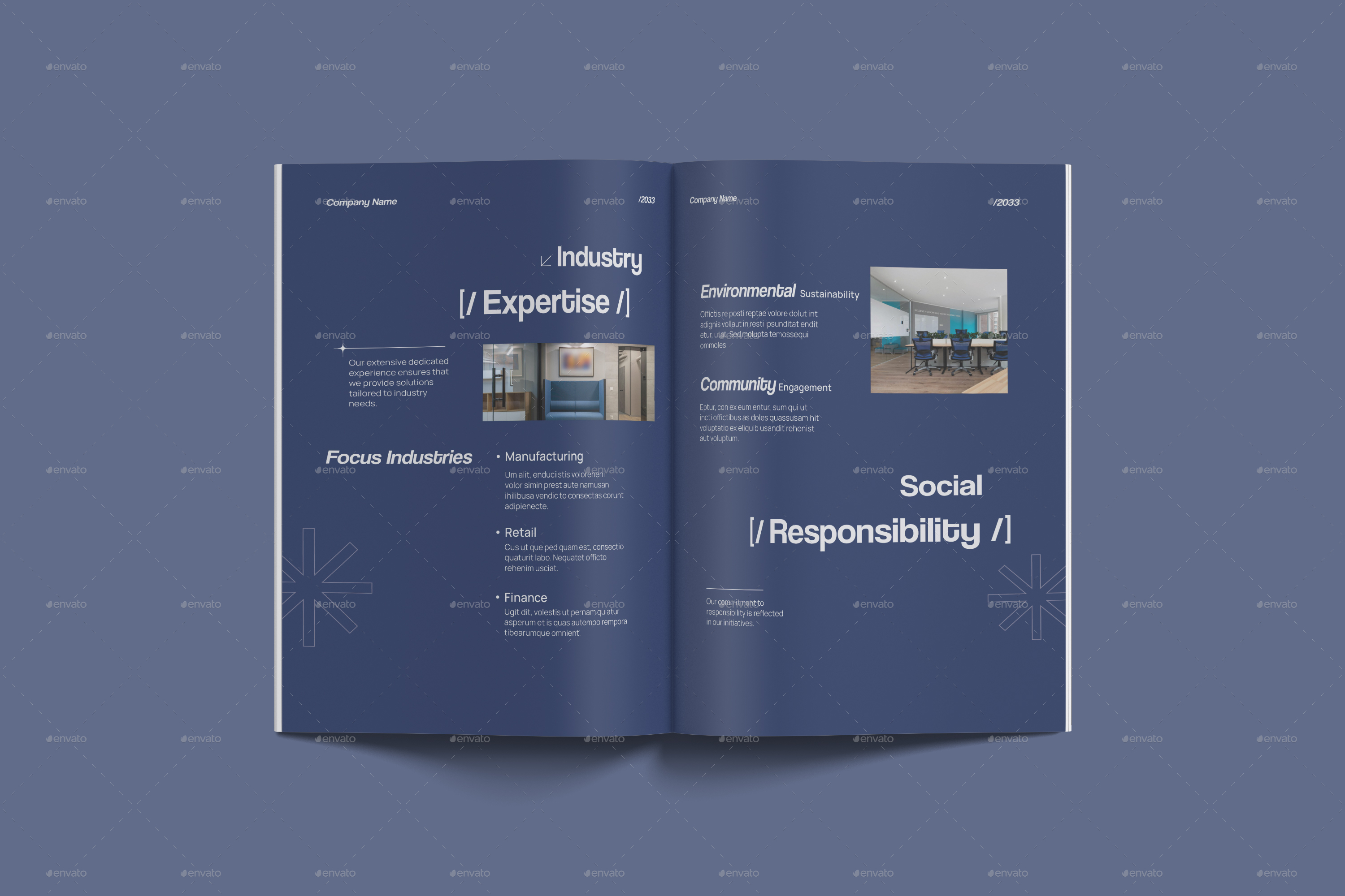 Blue White Minimalist Company Profile, Print Templates | GraphicRiver