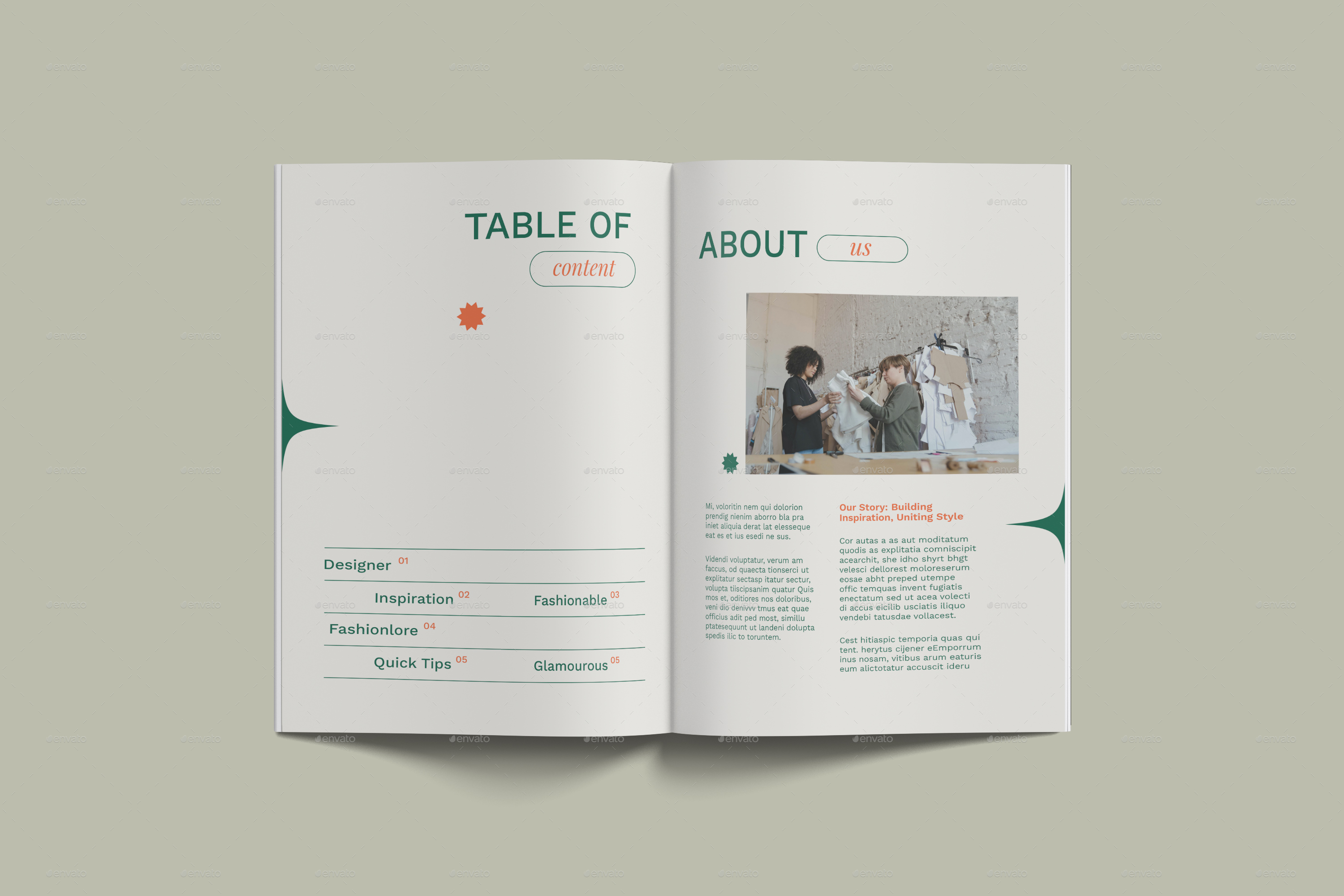 Green Orange Minimalist Fashion Magazine, Print Templates | GraphicRiver