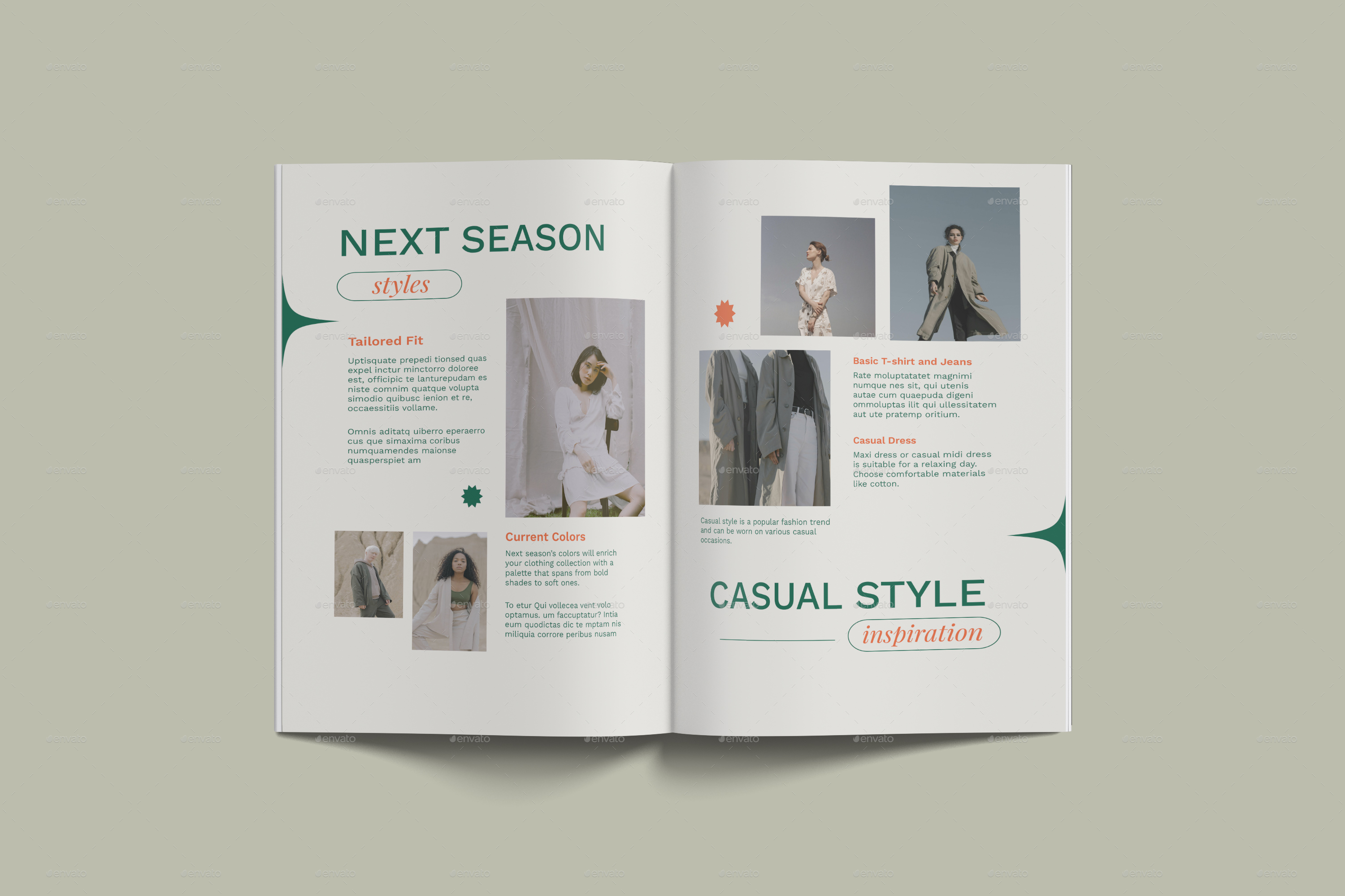 Green Orange Minimalist Fashion Magazine, Print Templates | GraphicRiver