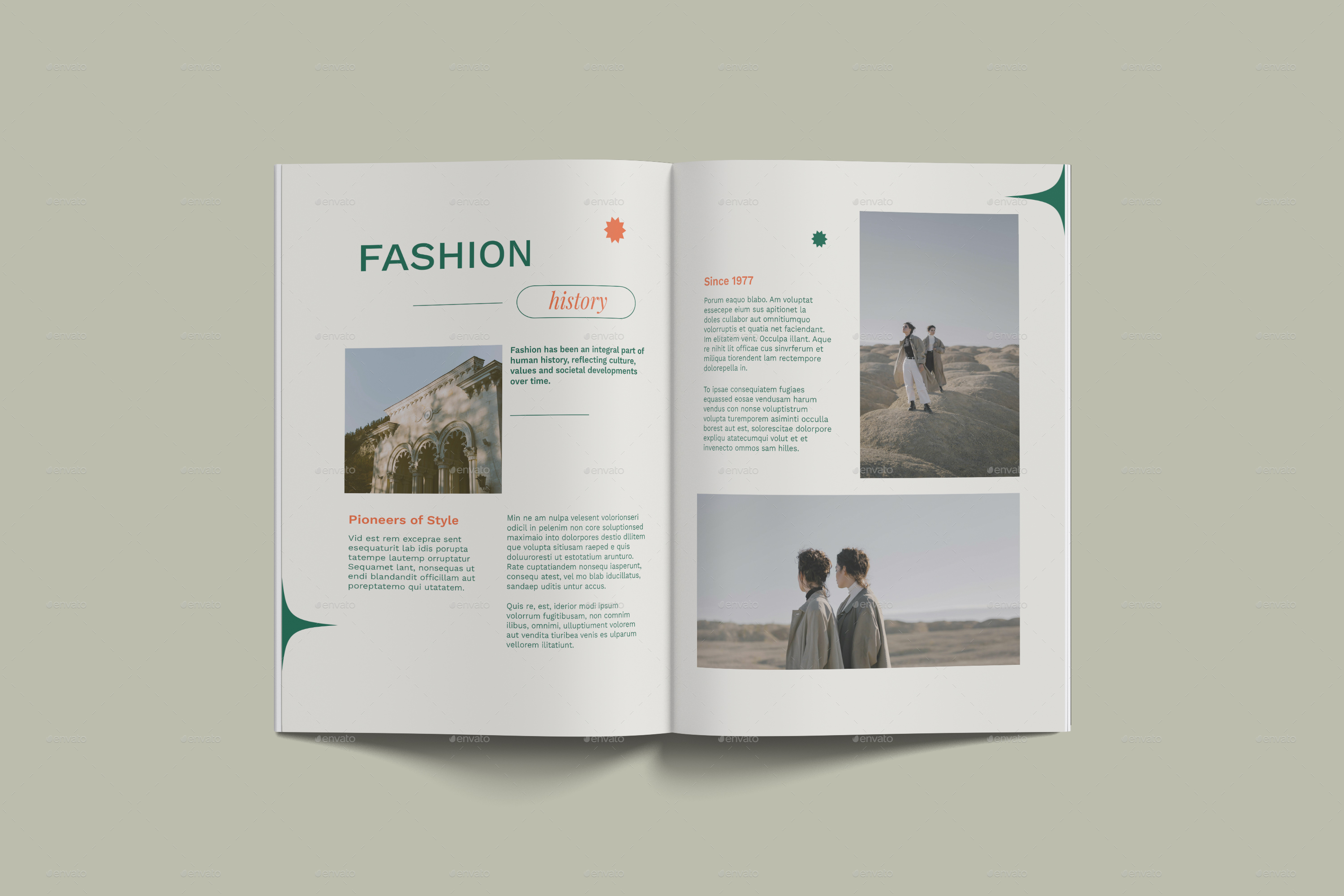 Green Orange Minimalist Fashion Magazine, Print Templates | GraphicRiver
