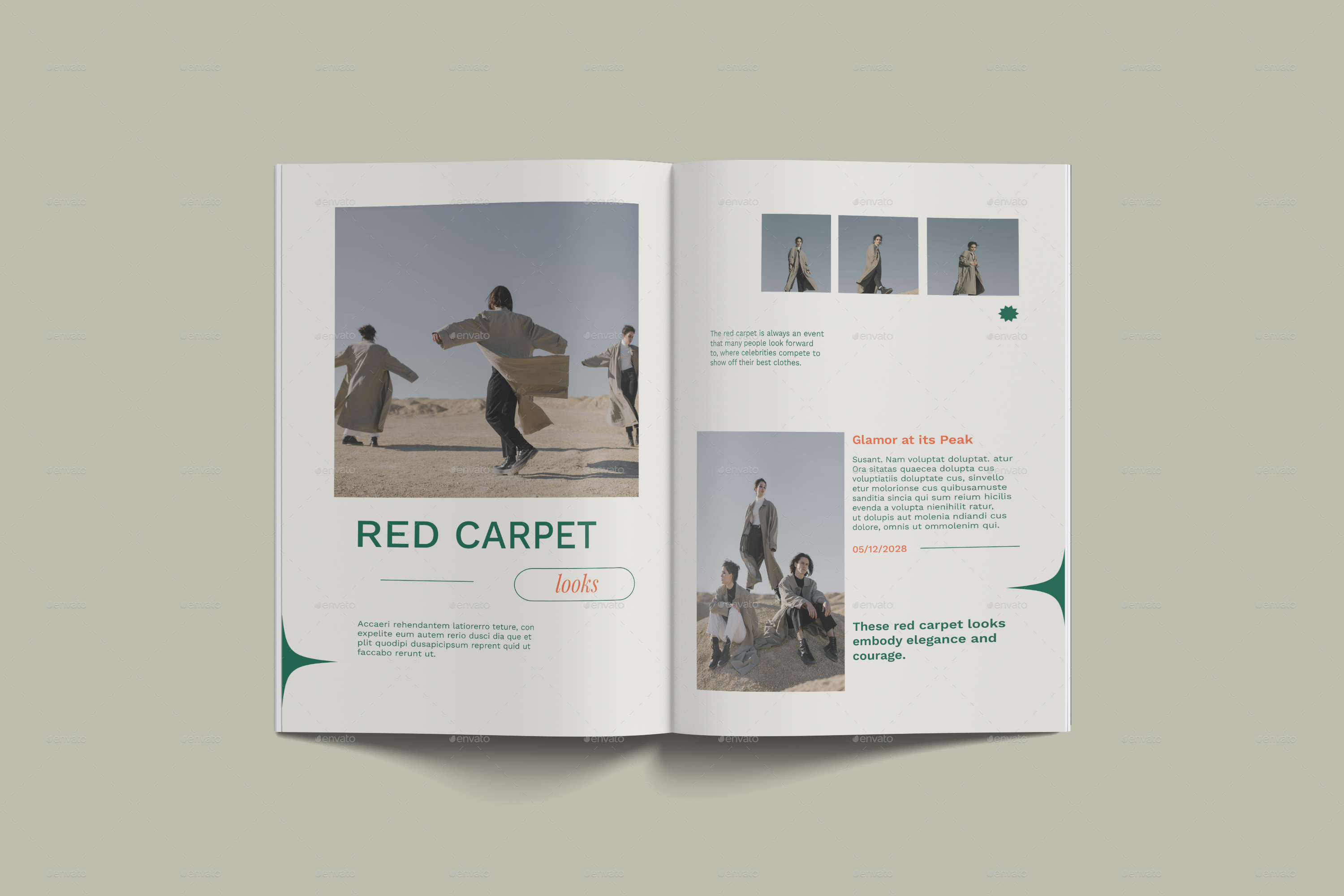 Green Orange Minimalist Fashion Magazine, Print Templates | GraphicRiver