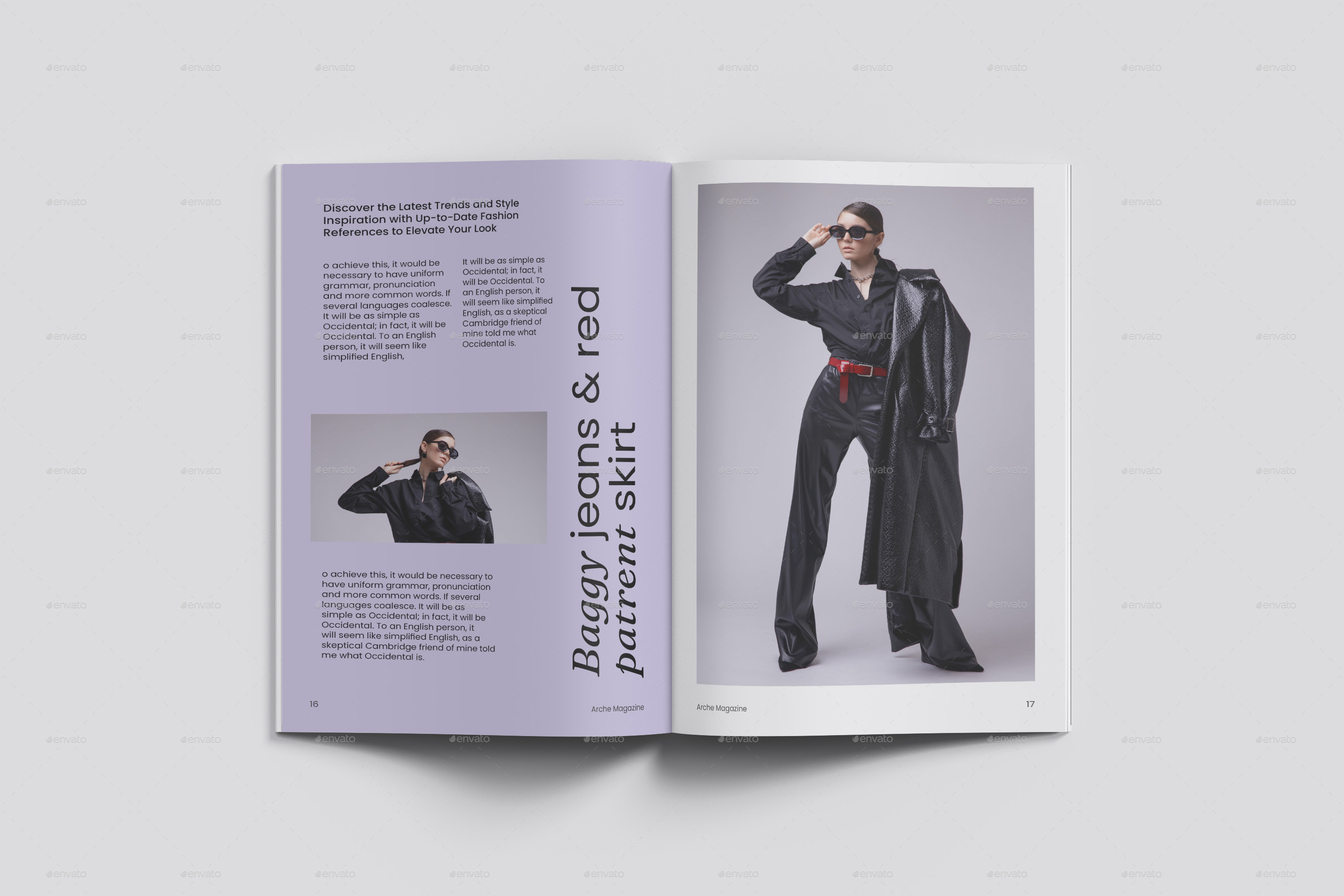 Purple Black White Modern Fashion Magazine, Print Templates | GraphicRiver