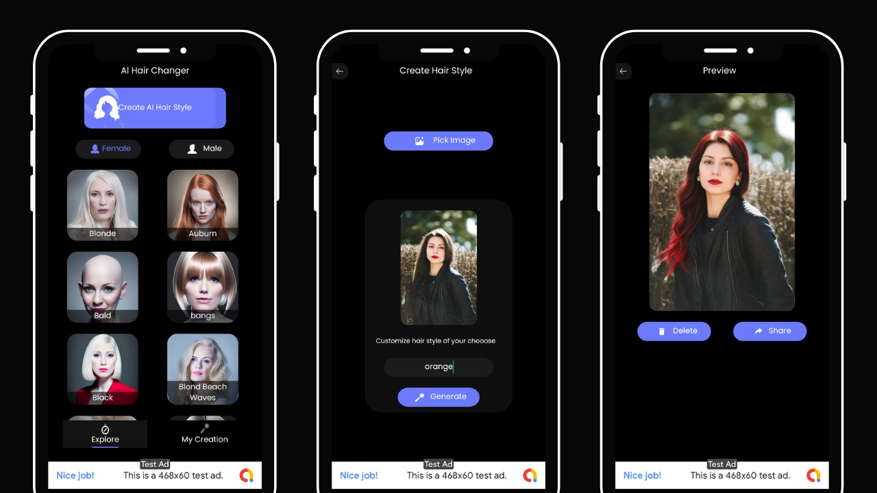 AI Hair Color Style Changer with AdMob Ads Android by MJAppsStudio