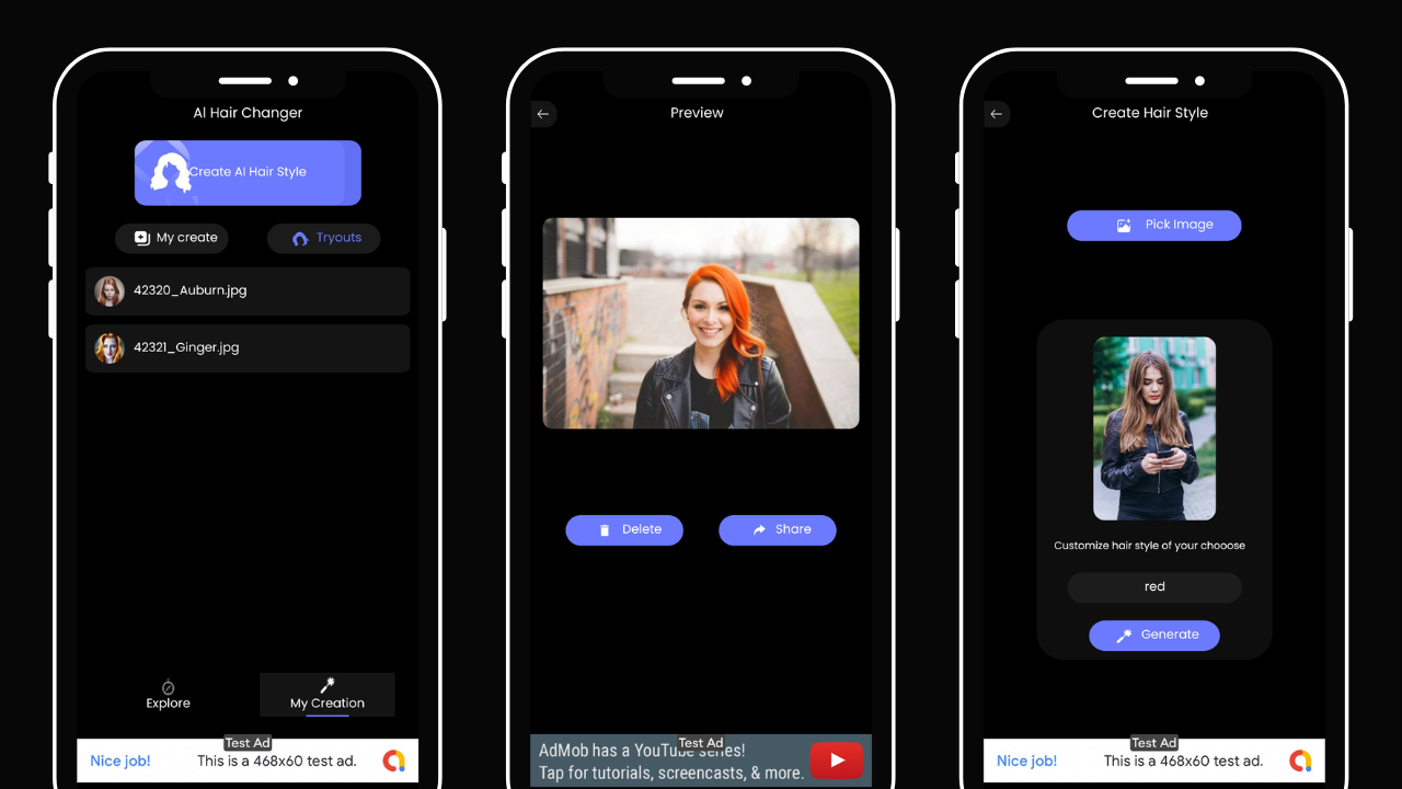 AI Hair Color Style Changer with AdMob Ads Android by MJAppsStudio
