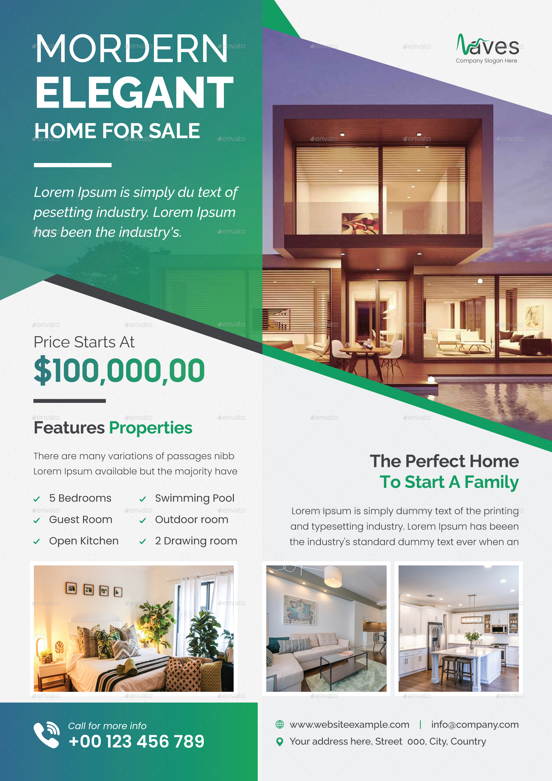 Real Estate Modern Elegant Flyer Design Template, Print Templates ...