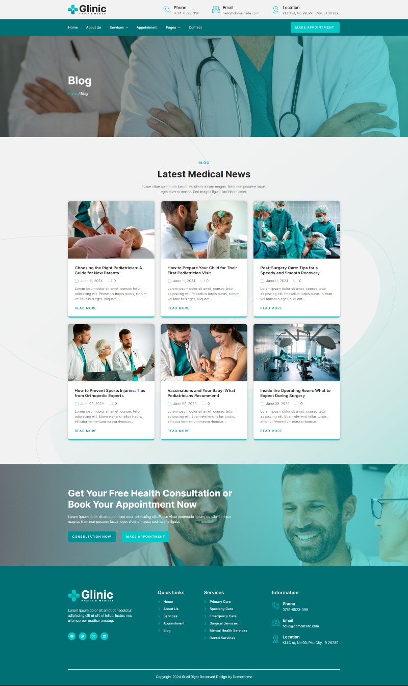 Glinic - Health & Medical Elementor Template Kit by Rometheme | ThemeForest