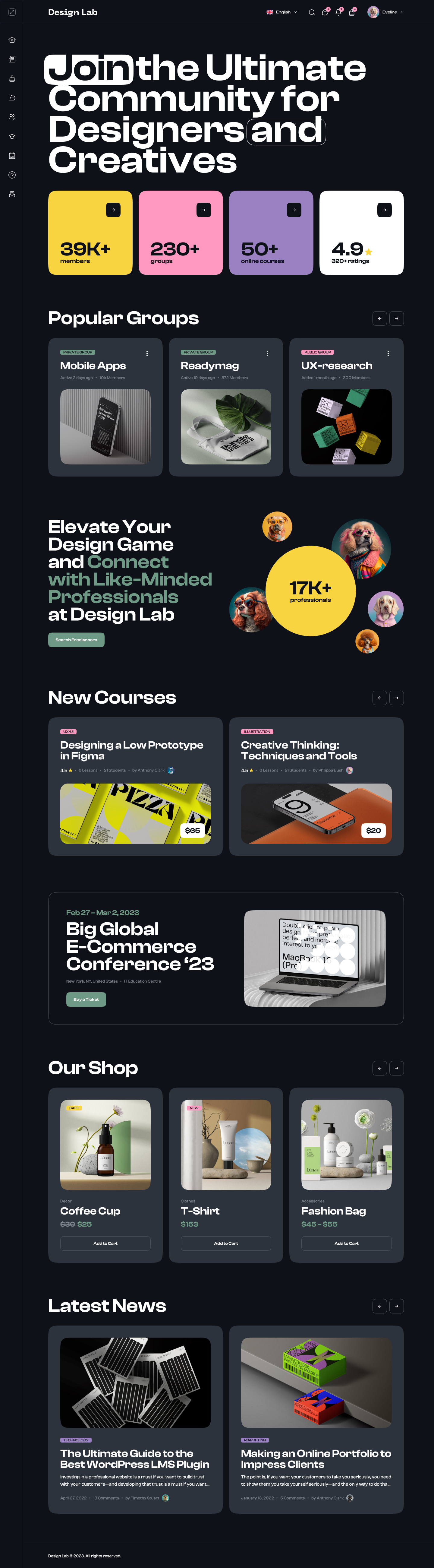 Design Lab - Social Network & Community Figma Template by Templines