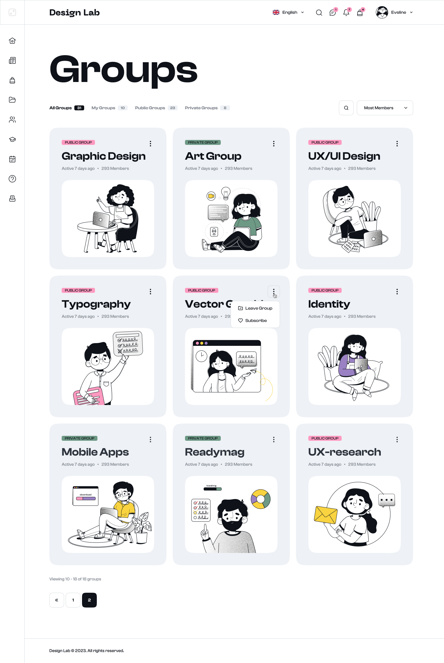 Design Lab - Social Network & Community Figma Template by Templines