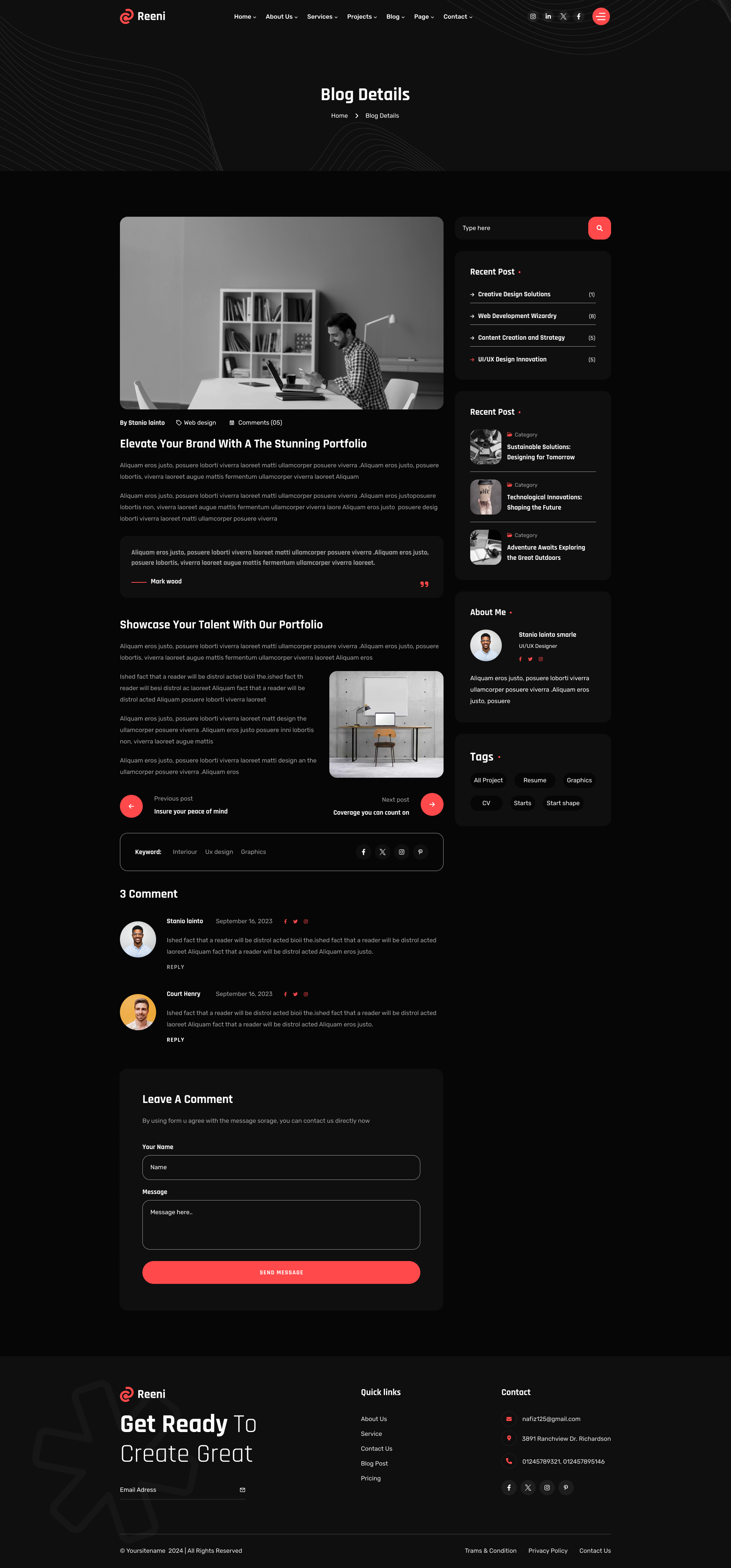 Reeni - Personal Portfolio Figma Template by InversWeb | ThemeForest