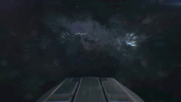 Space travel. Hyperspace skipping in cosmos. Spaceship lightspeed ...