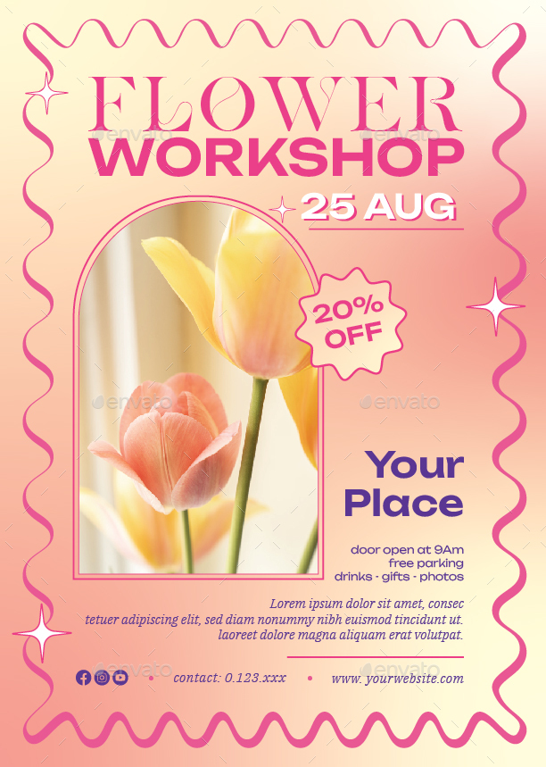 Flower Workshop Flyer, Print Templates | GraphicRiver