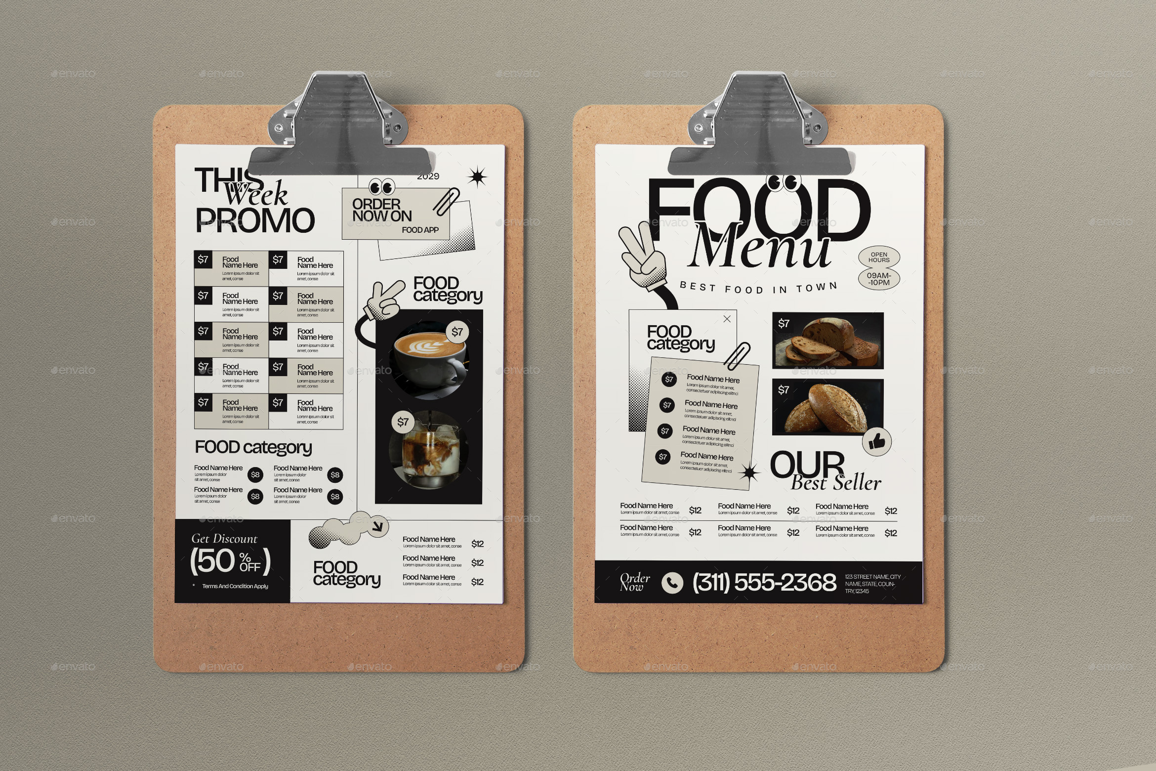 White Modern Retro Simple Food Menu, Print Templates | GraphicRiver