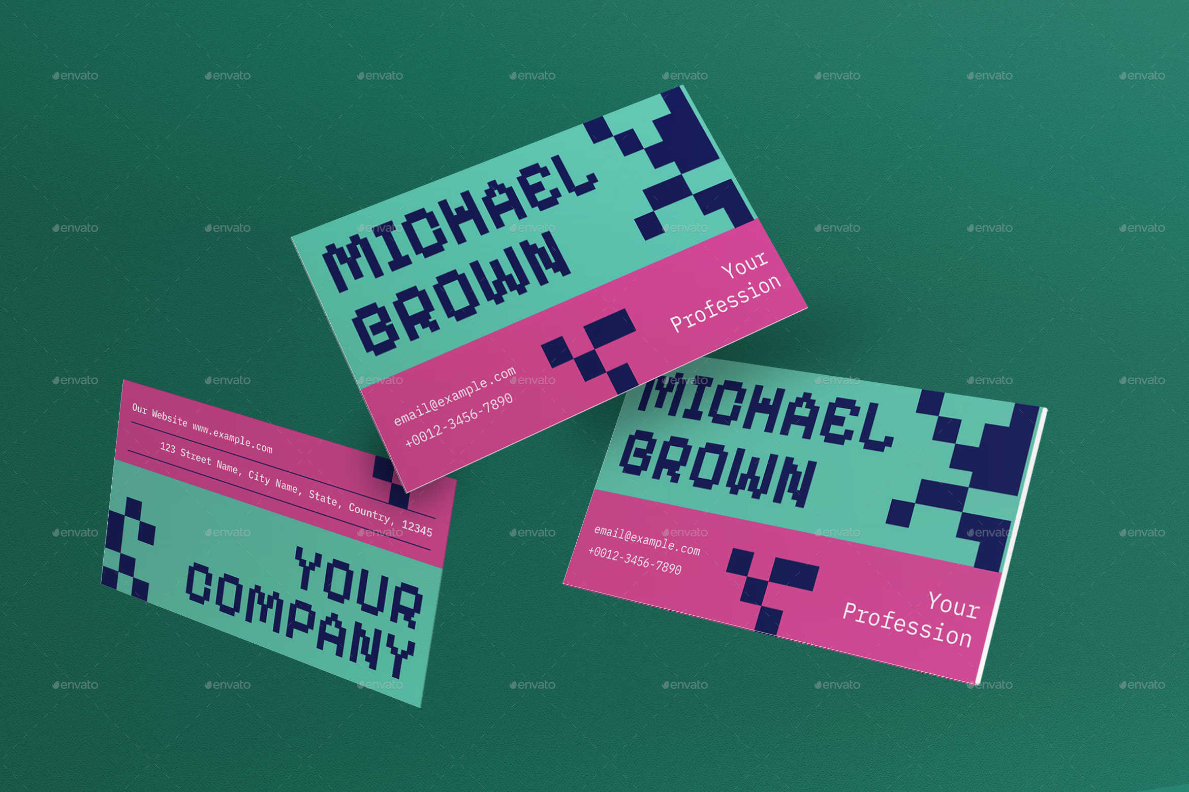 Blue Pixelated Business Card, Print Templates | GraphicRiver