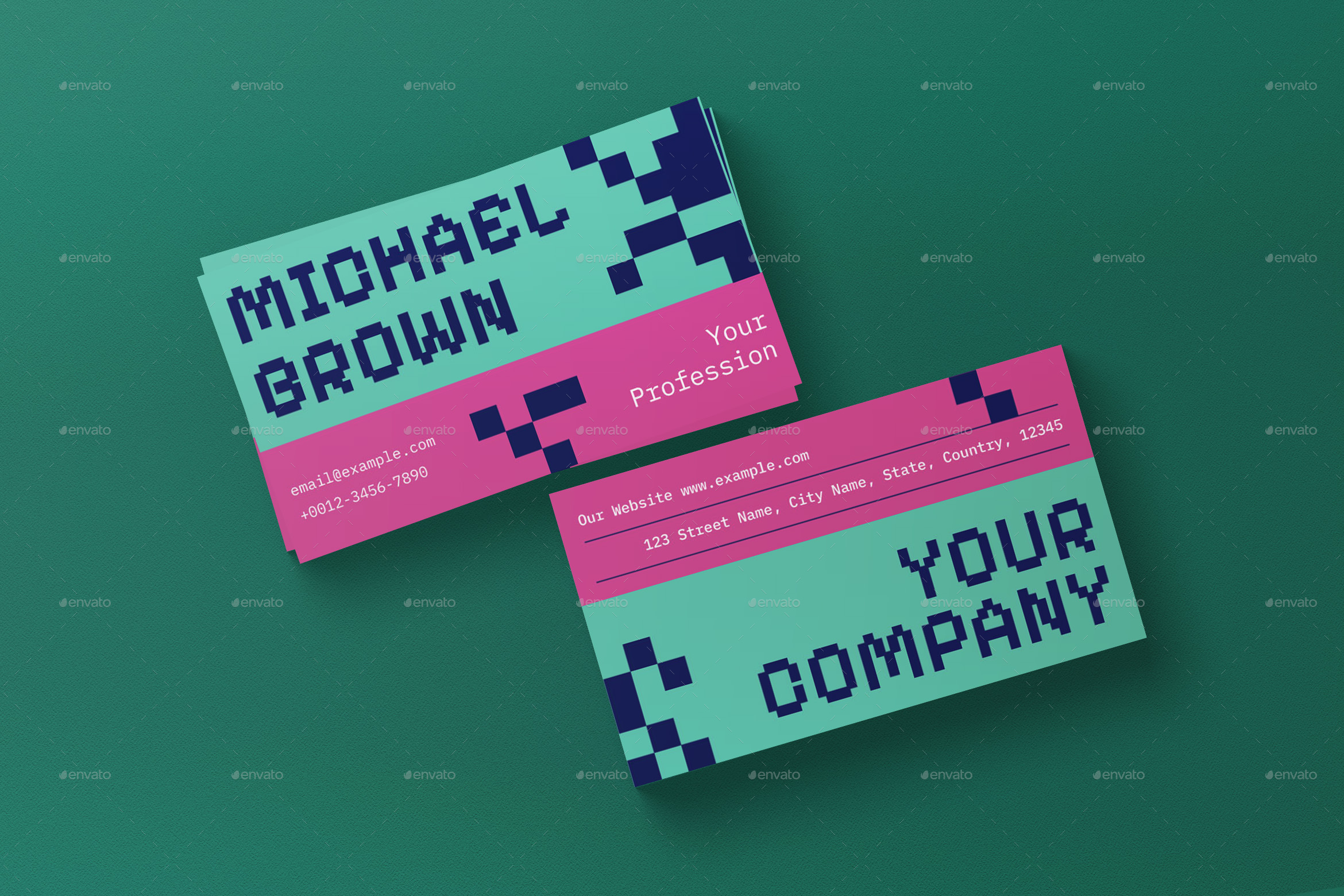 Blue Pixelated Business Card, Print Templates | GraphicRiver