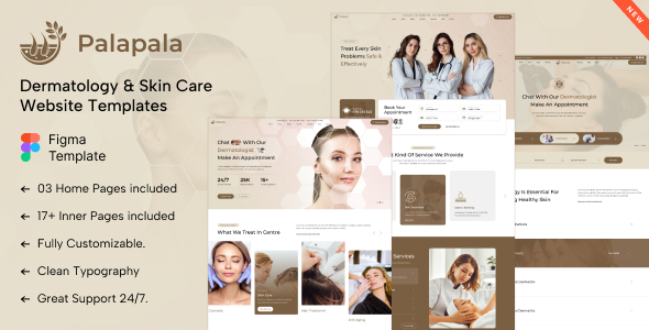 PalaPala - Dermatology Medical & Skin Care Figma Template by BuddhaThemes