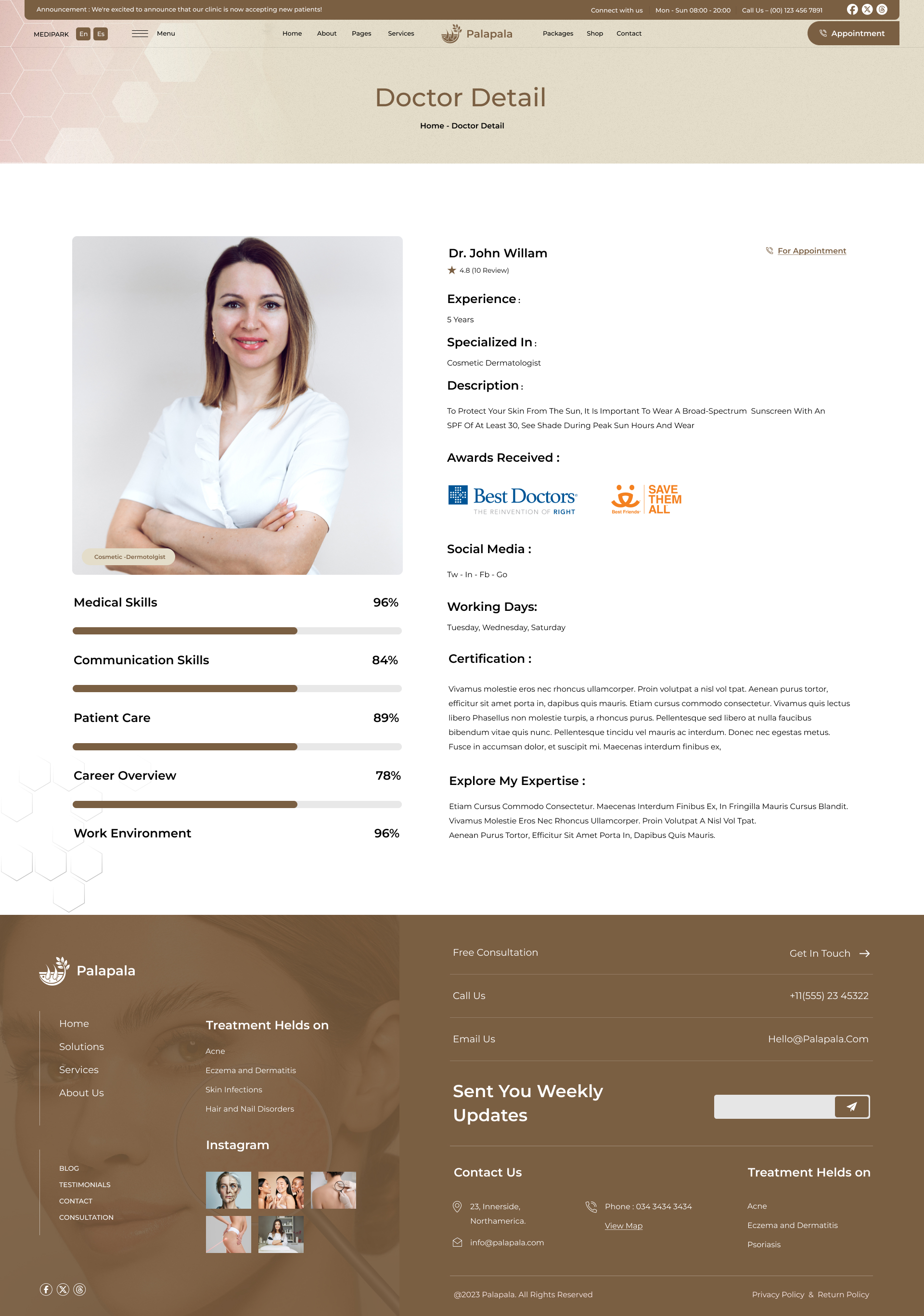 PalaPala - Dermatology Medical & Skin Care Figma Template by BuddhaThemes