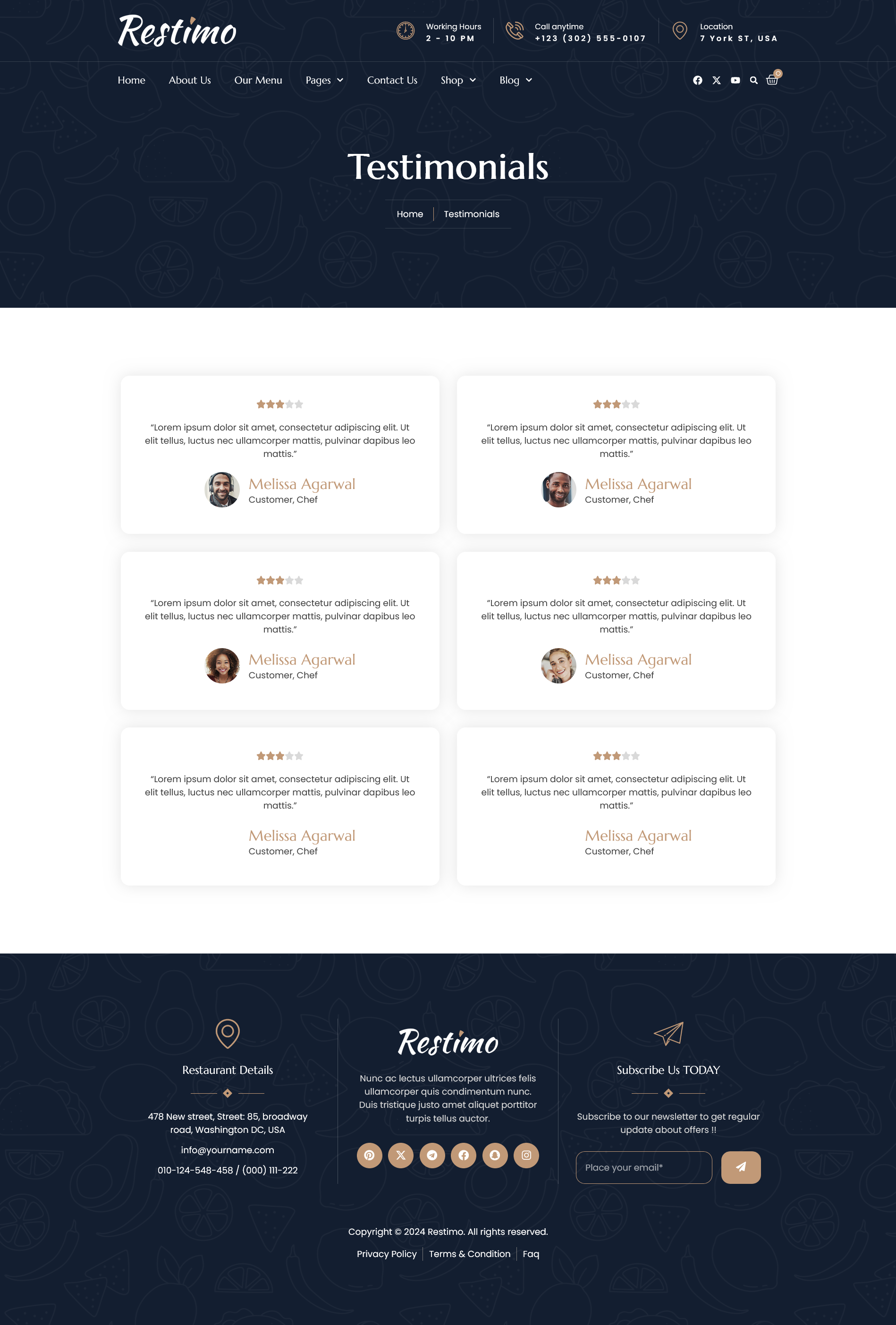 Restimo - Restaurant Elementor Template Kit by xpertpoin8 | ThemeForest