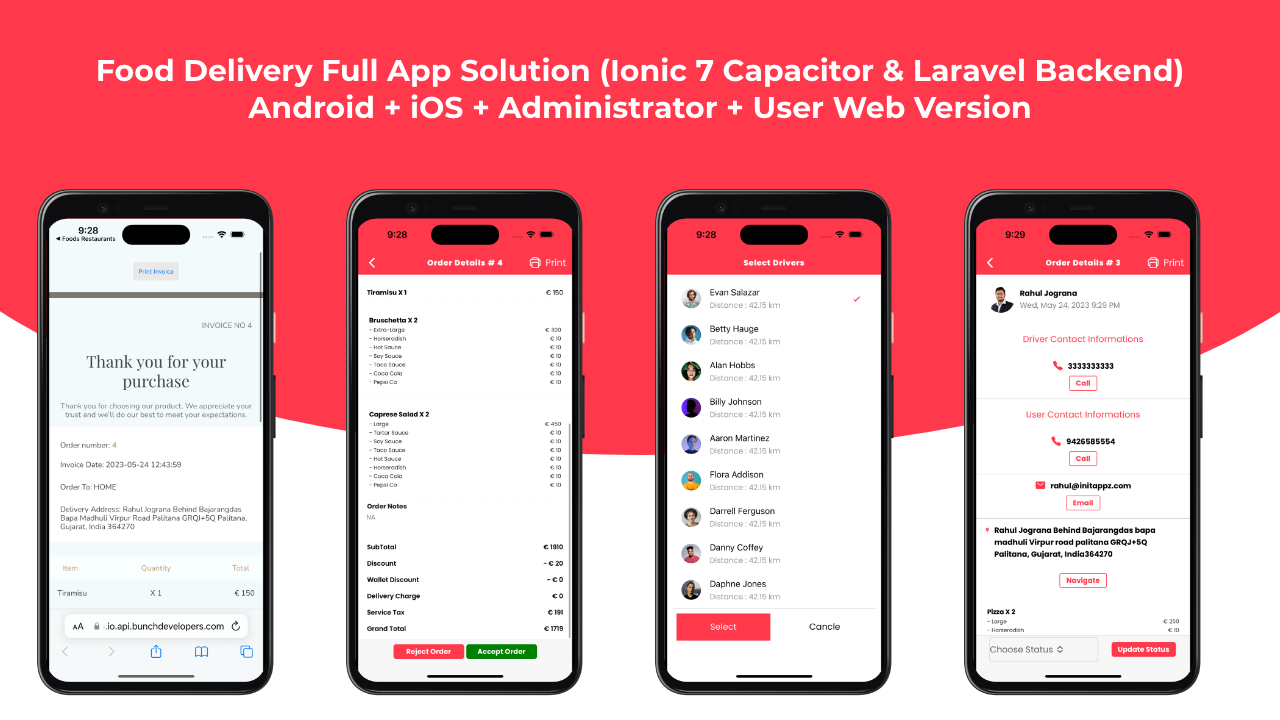 Food Delivery Multi Restaurant Ionic 7 + Laravel (Android + iOS + Website + Admin) by initappz