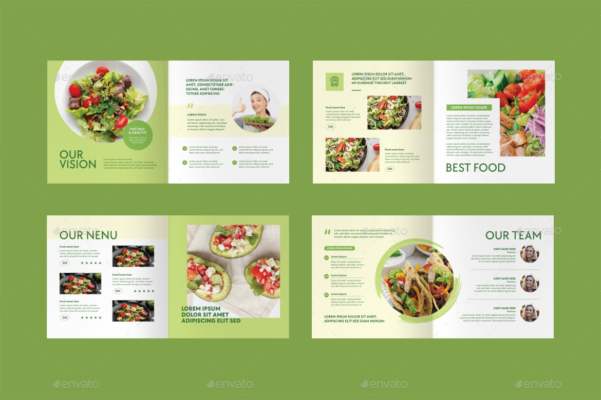 Healthy Food Restaurant Brochure, Print Templates | GraphicRiver