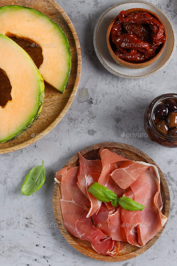 Italian antipasto prosciutto melone melon with ham Stock Photo by Dream79