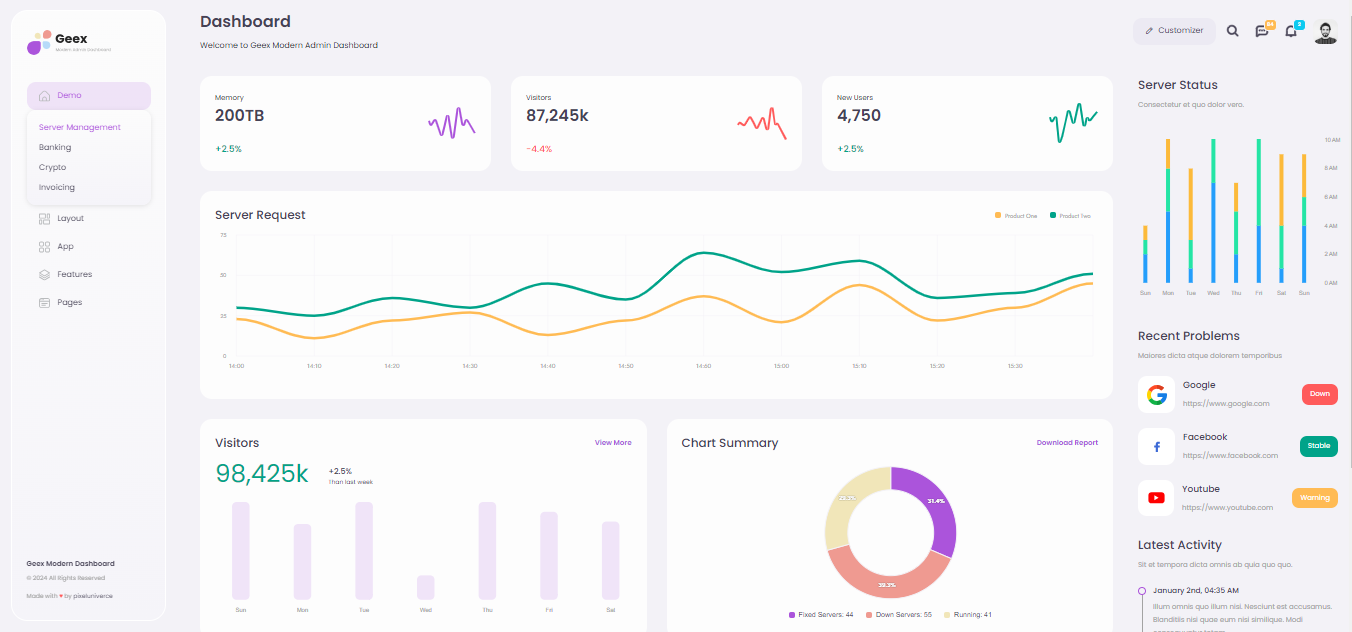 Geex - Angular & Bootstrap Admin Dashboard Template by pixeluniverce