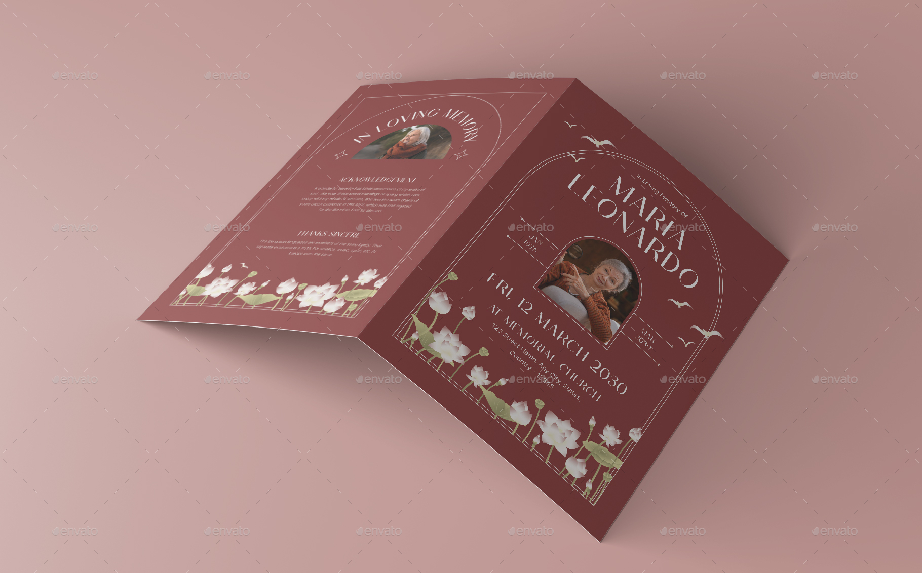 Red Aesthetic Funeral Program, Print Templates | GraphicRiver