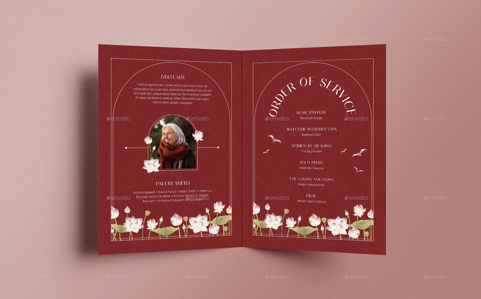 Red Aesthetic Funeral Program, Print Templates | GraphicRiver