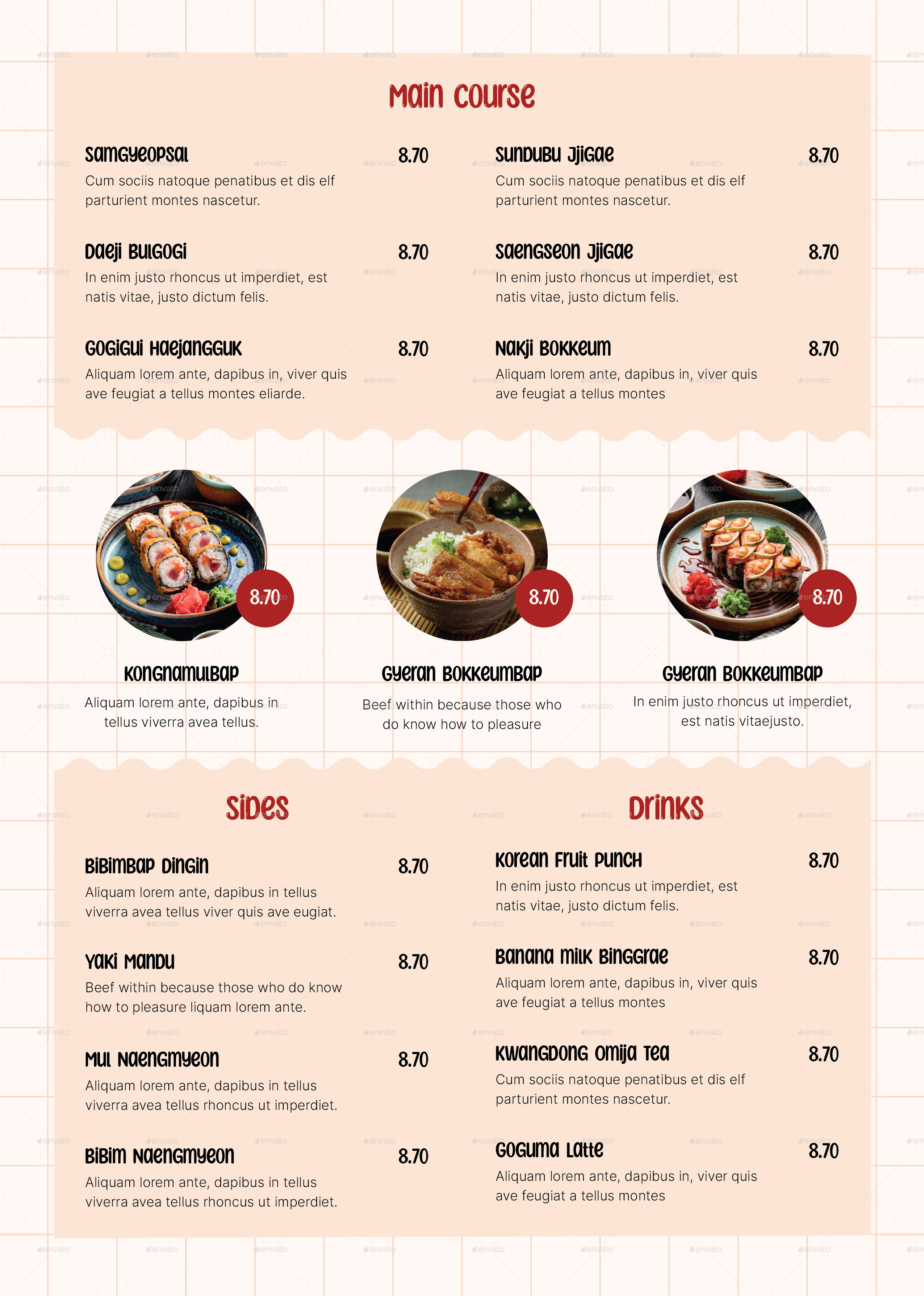 Korean Restaurant Menu, Print Templates | GraphicRiver