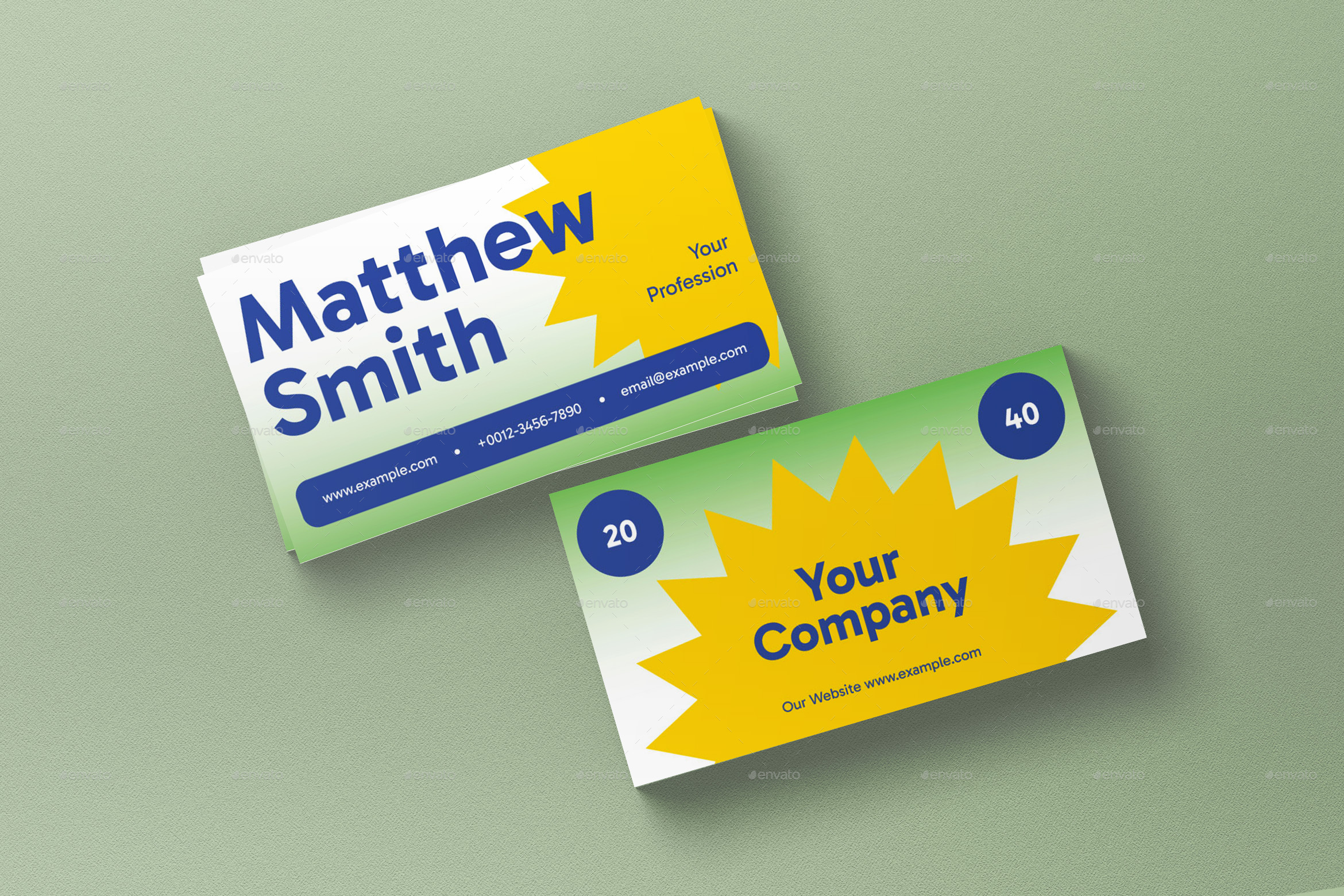 Green Flat Design Business Card, Print Templates | GraphicRiver
