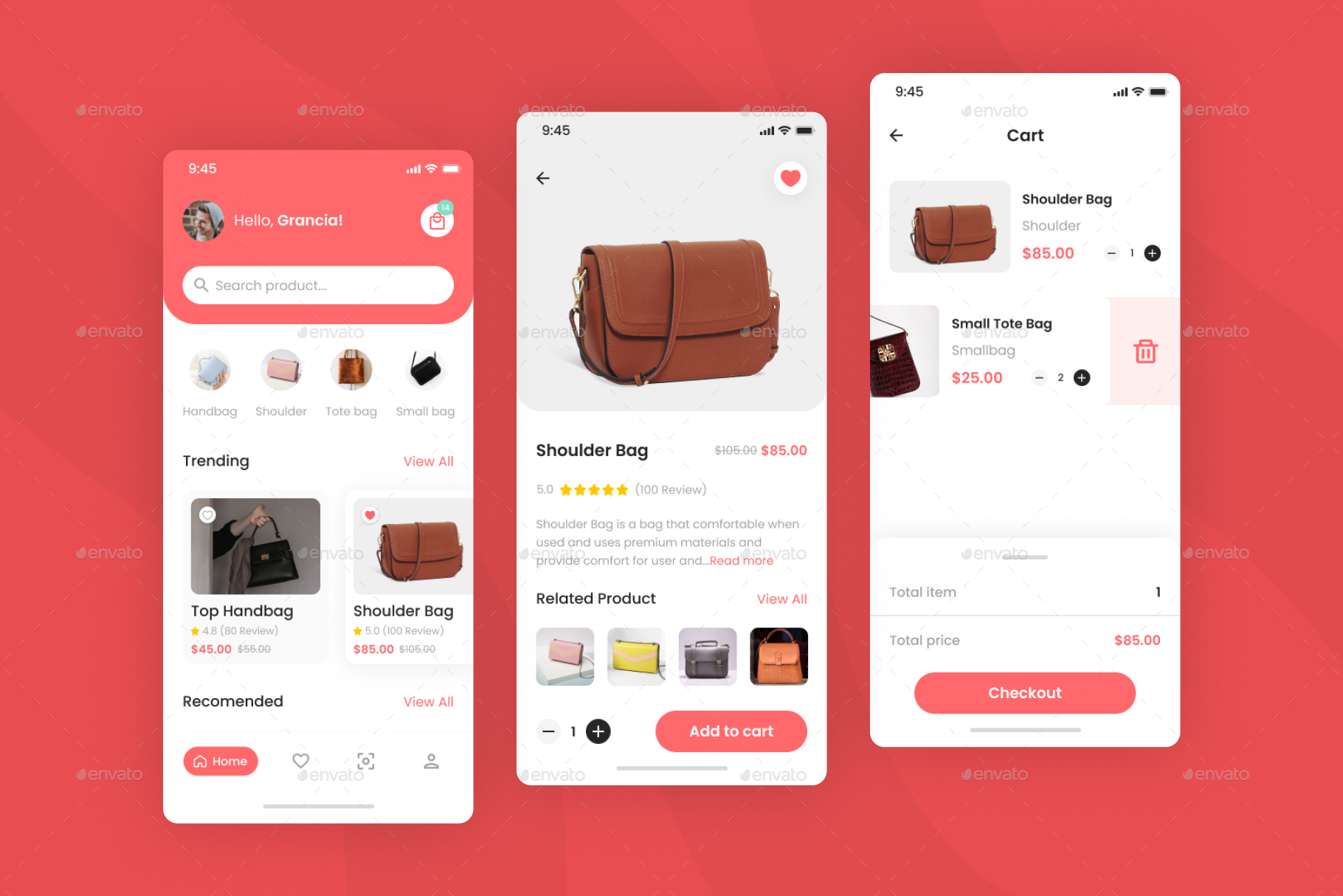 Zipper - Bag Store Mobile App UI Kit, Web Elements | GraphicRiver