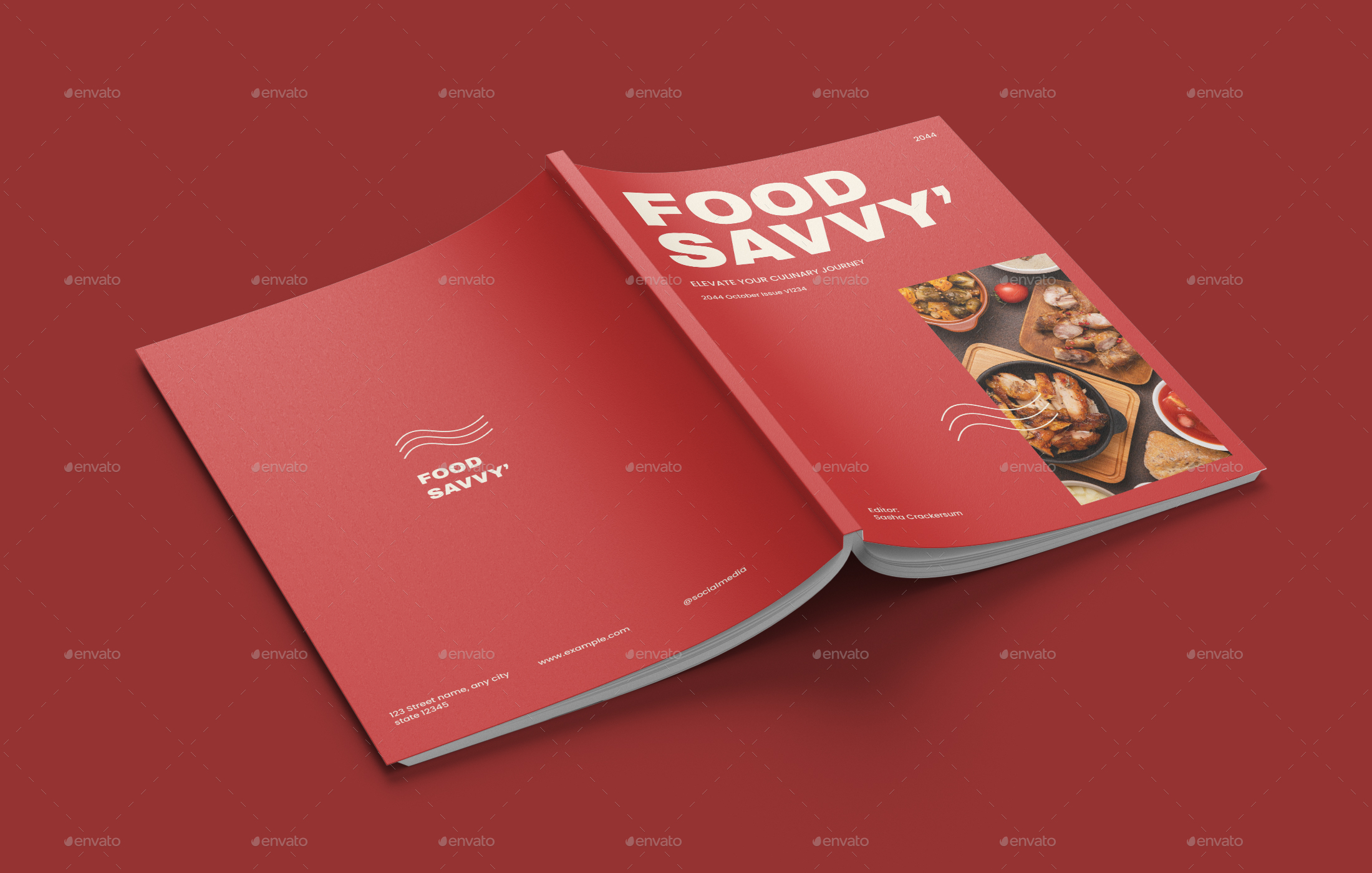 Red Cream Modern Minimalist Food Magazine, Print Templates | GraphicRiver