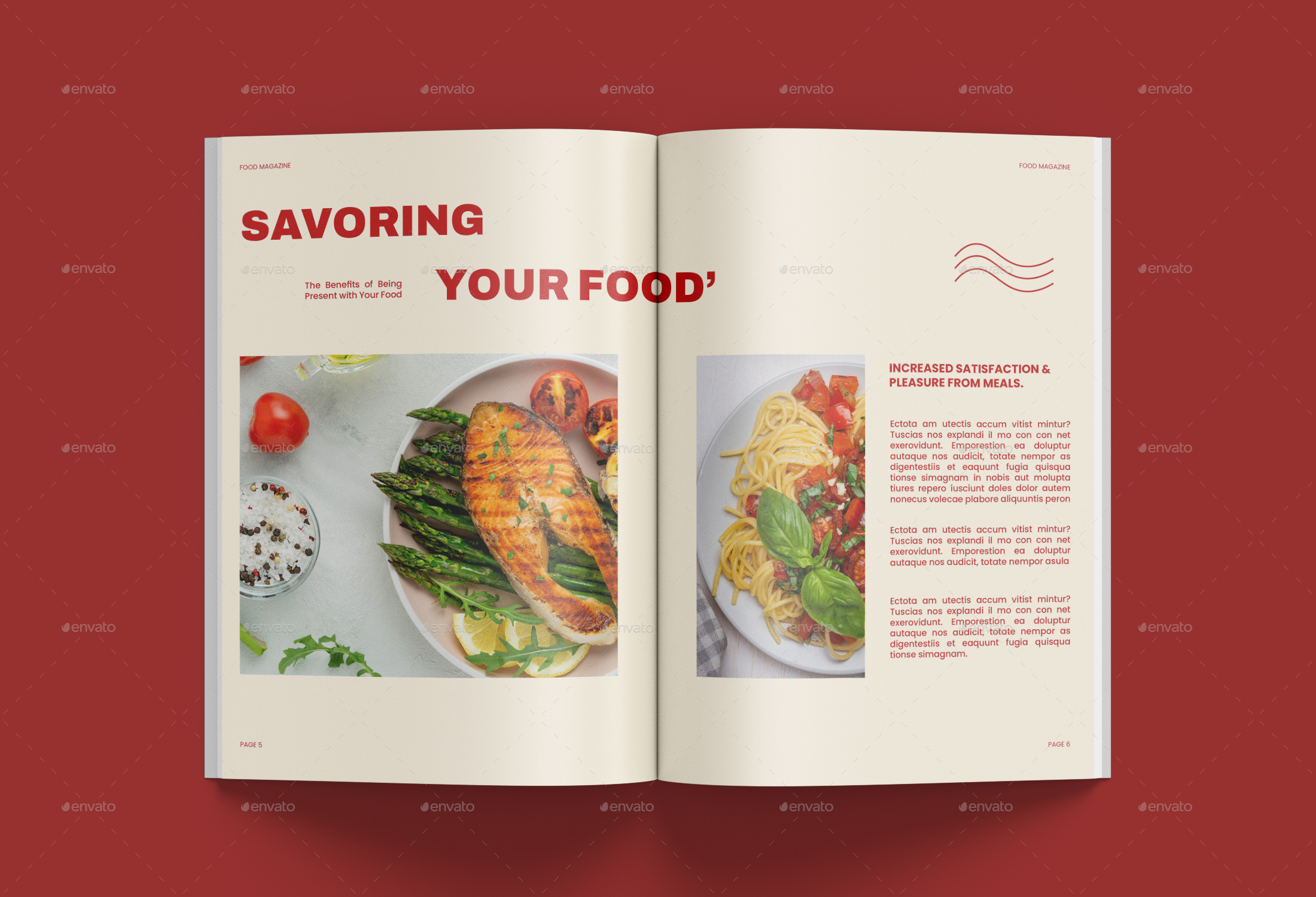 Red Cream Modern Minimalist Food Magazine, Print Templates | GraphicRiver